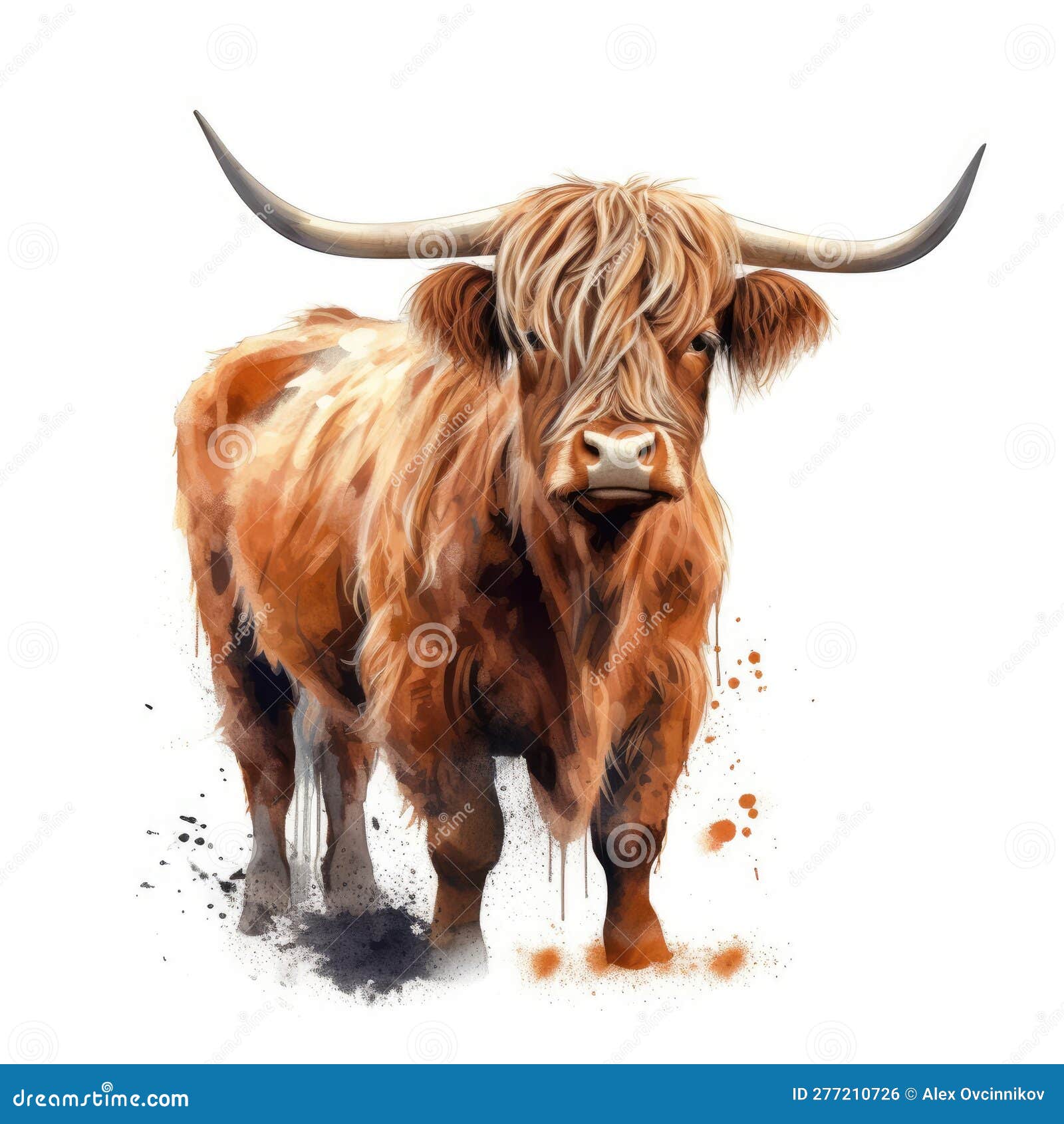 Realistic Highland Cow on White Background for Posters and Invitations ...