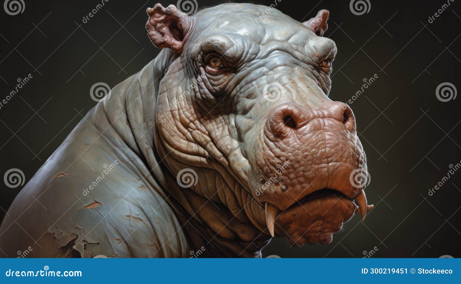 Realistic Hyper-detail Zbrush Sculpture of Ape Hippo Stock Illustration ...