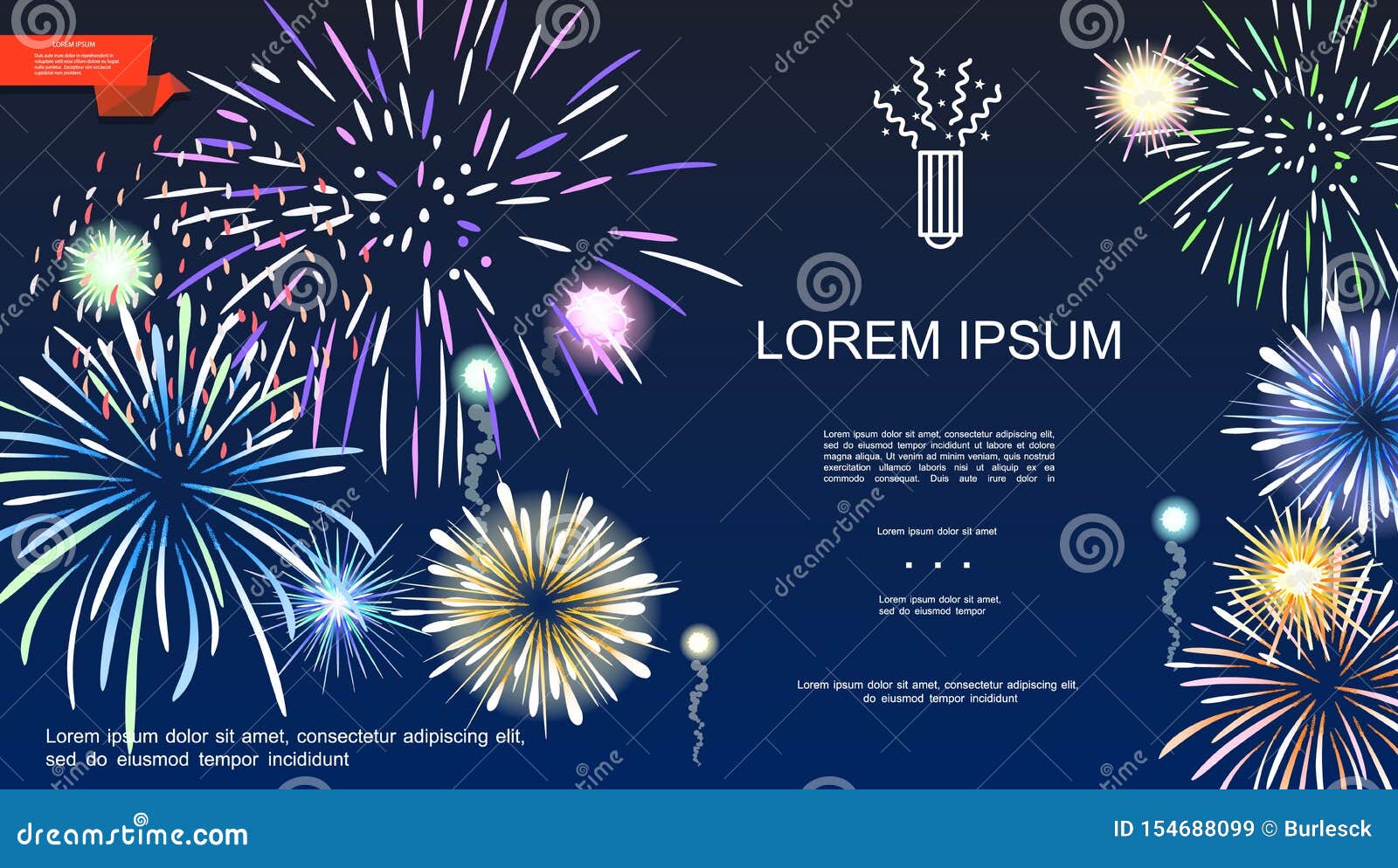 Realistic Holiday Fireworks Template Stock Vector - Illustration of ...