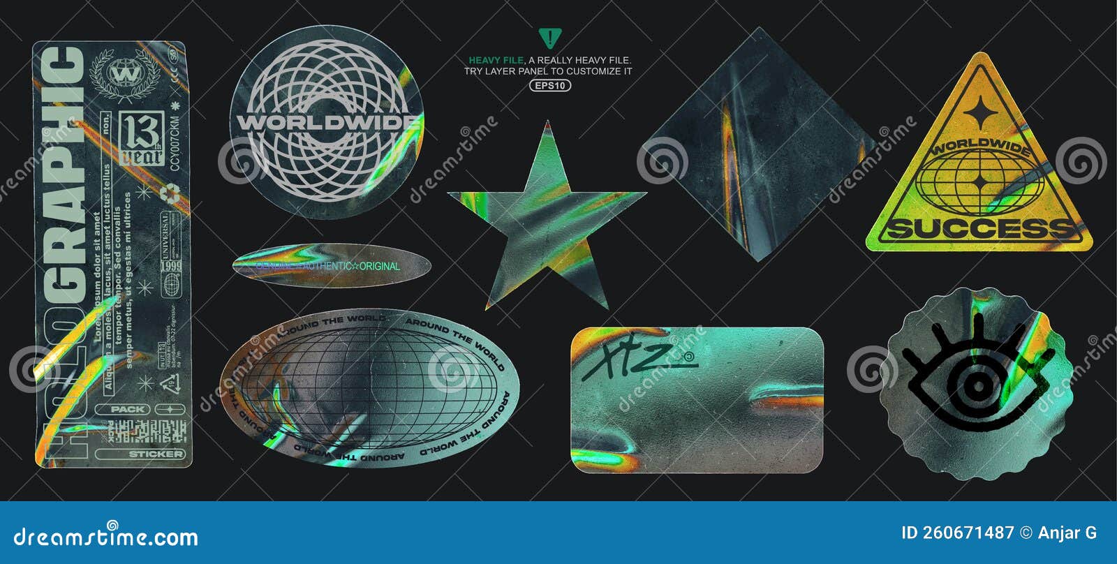 Realistic Holographic Sticker Collection Stock Vector - Illustration of ...