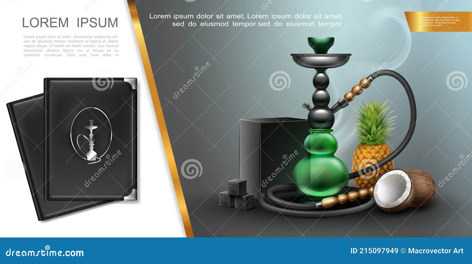 Shisha Bar Menu Logotype With Hookah Silhouette Illustration ...