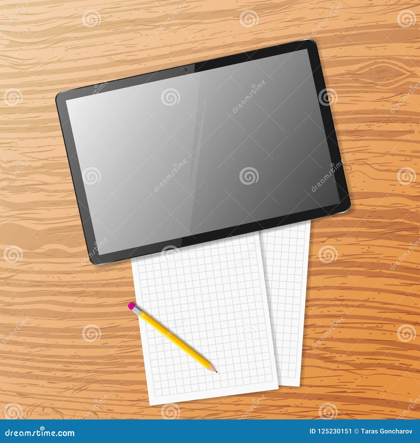 Realistic Horizontal Black Tablet. Vector Stock Vector - Illustration ...