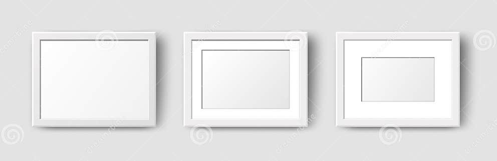 Realistic Horizontal Rectangle Empty Wall Photo Frames Set. Vector ...