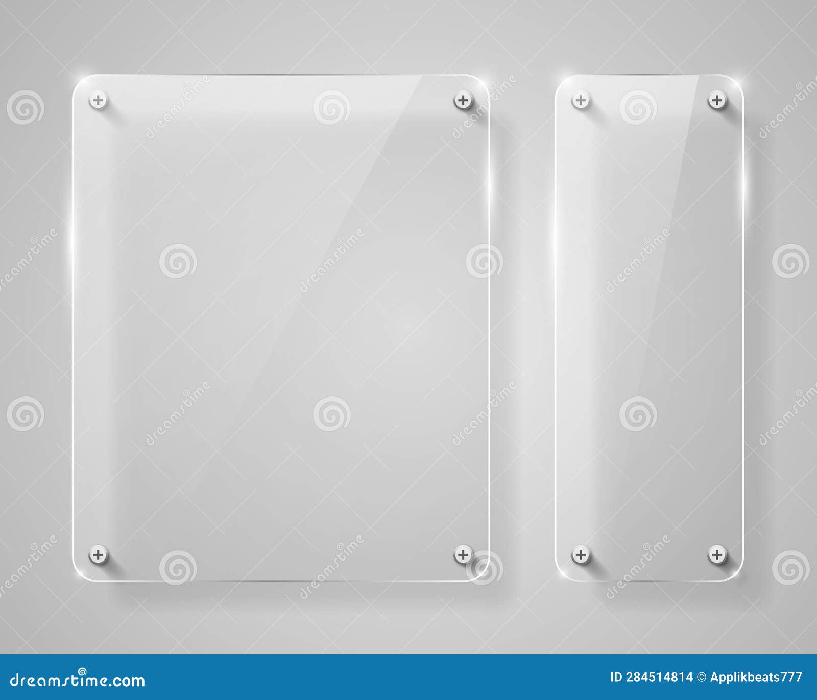 Realistic Horizontal Transparent Glass Frame with Shadow. Modern ...