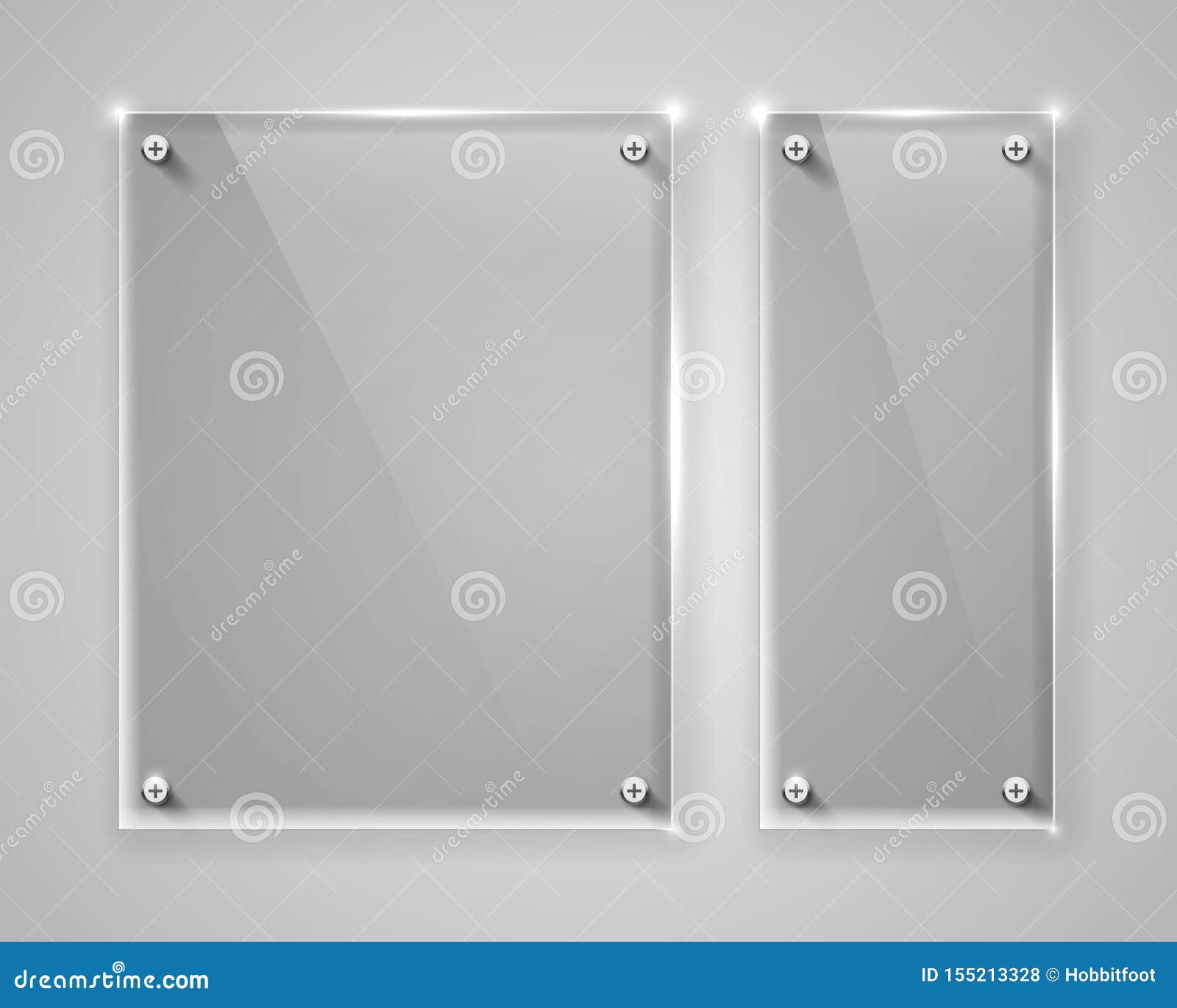 Realistic Horizontal Transparent Glass Frame with Shadow. Modern ...