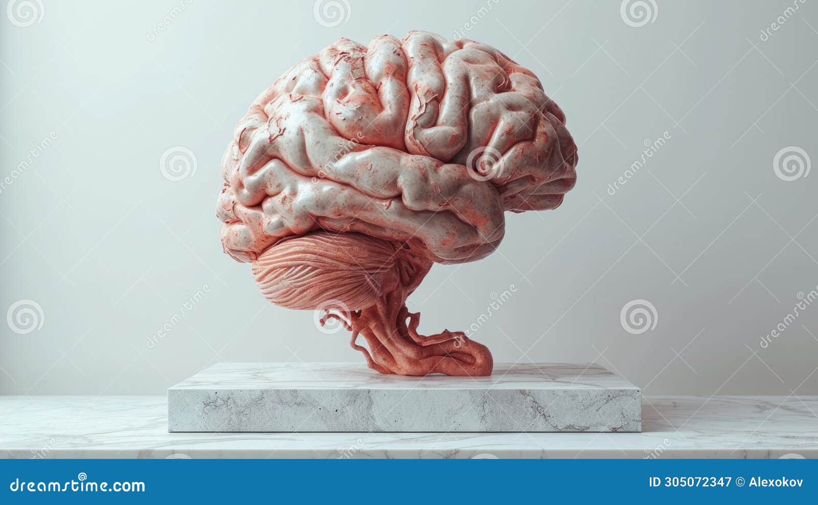 Realistic Human Brain on White Background AI Generated Stock ...