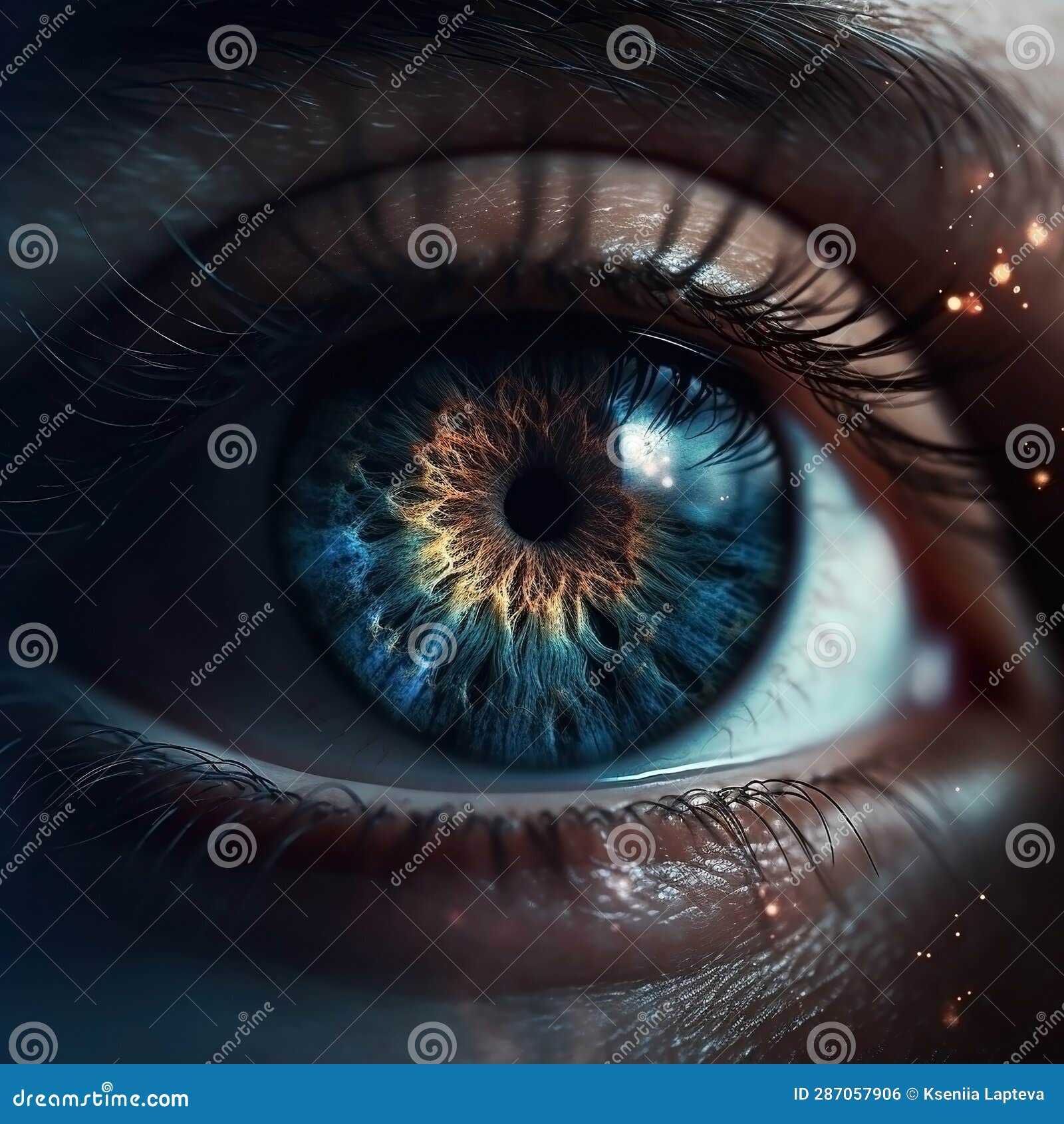 Realistic Human Eye with Reflection of Galaxy Illustration. Stock ...