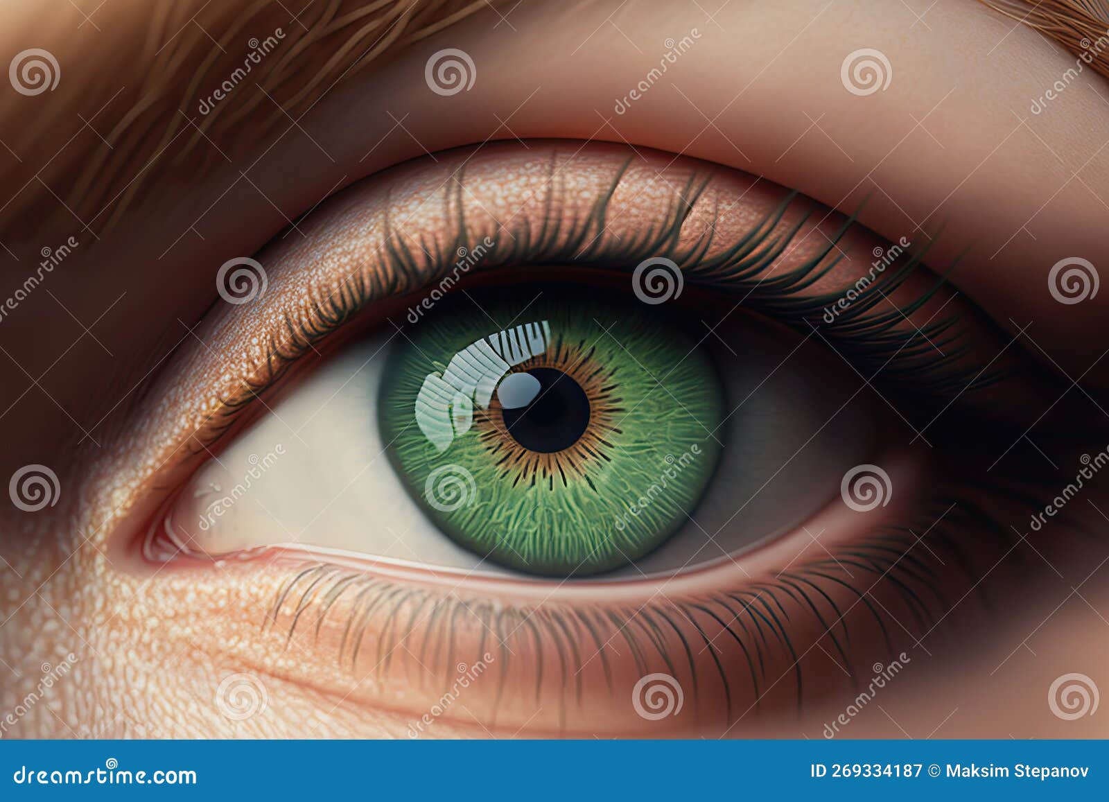 Realistic Human Green Eye. Generative AI Stock Illustration ...