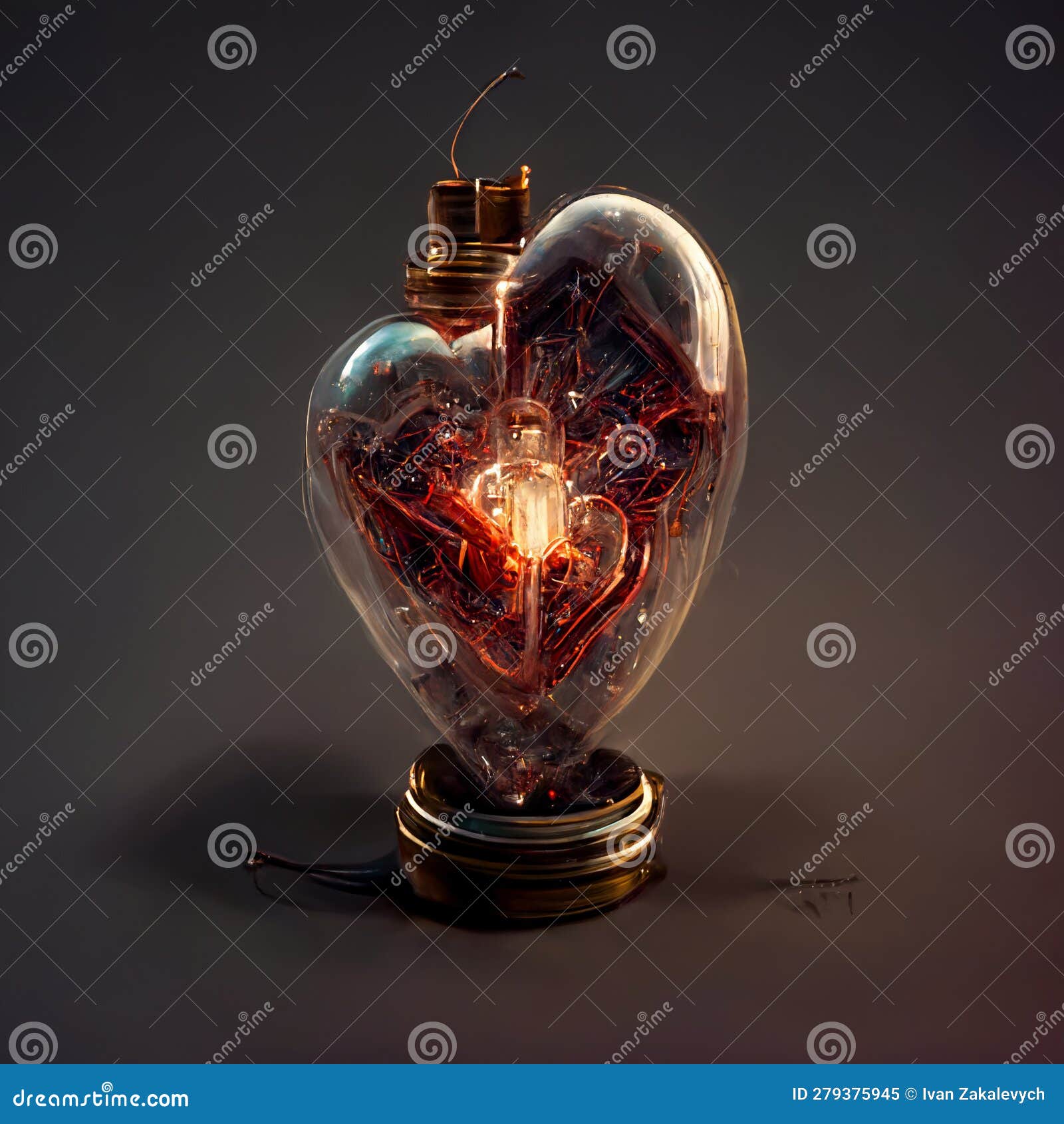 Realistic Human Heart in a Light Bulb Illustration. AI Generated Stock ...
