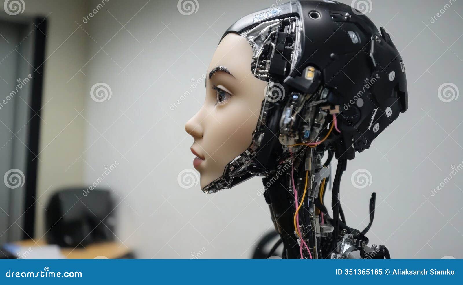 Realistic Humanoid Robot Head Showcasing Advanced Technology and Design ...