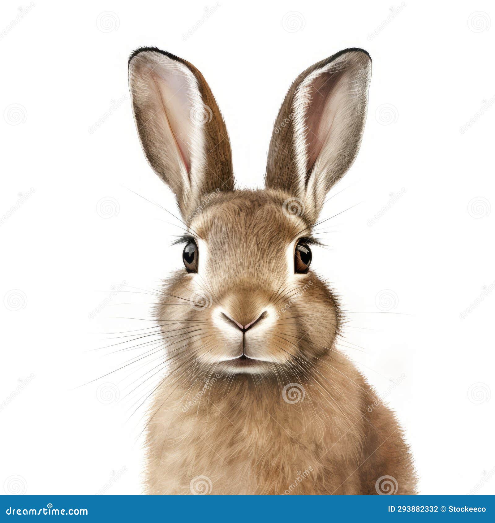 Realistic Hyper-detailed Brown Rabbit Close-up on White Background ...