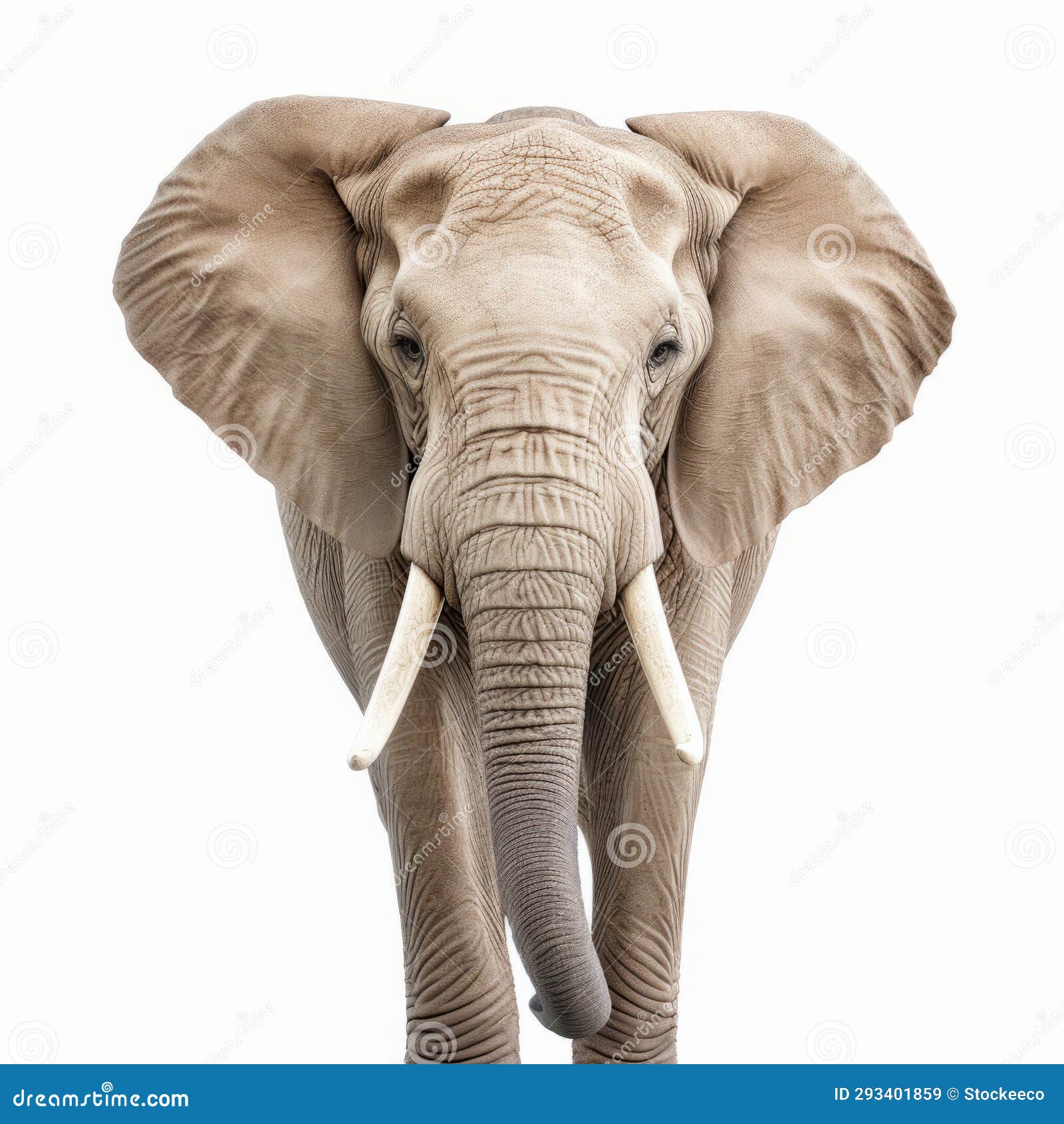 Realistic Hyper-detailed Elephant Close-up Drawing on White Background ...