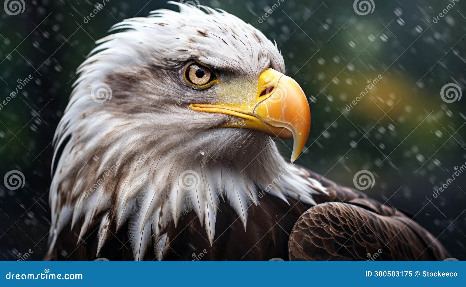 Realistic Hyper-detailed Rendering of a Bald Eagle in the Rain Stock ...
