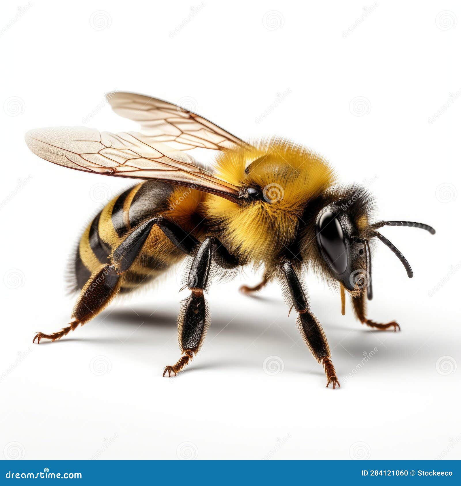 Realistic Hyper-detailed Rendering of a Bumble Bee on White Background ...