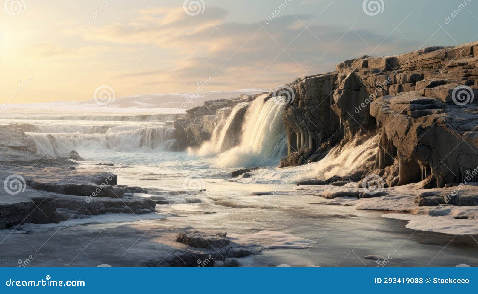 Realistic and Hyper-detailed Rendering of Iceland Waterfall Stock ...