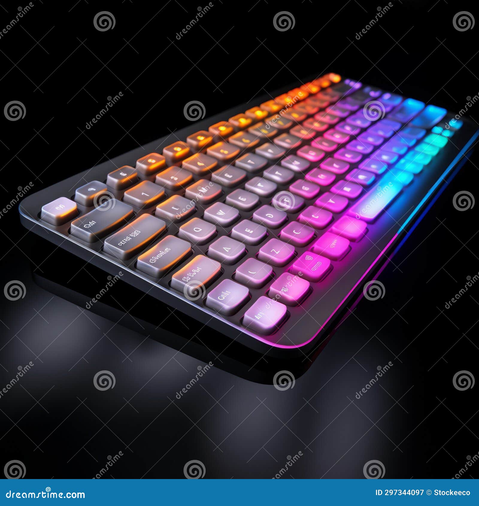 Colorful Hyperrealistic 3d Keyboard on Blank Black Background Stock ...