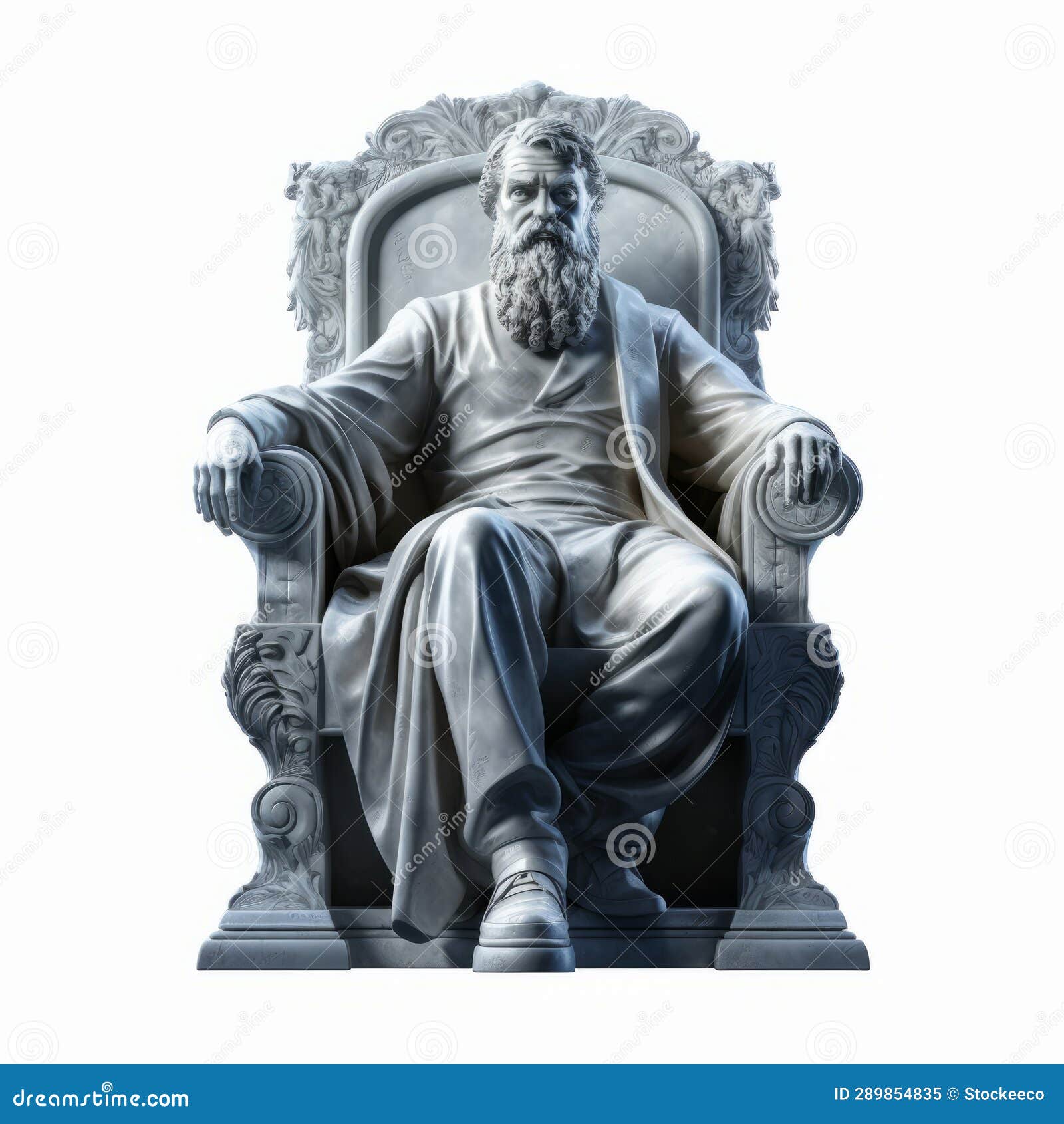Elegant Sculpture of a Man Sitting on a Throne Stock Illustration ...