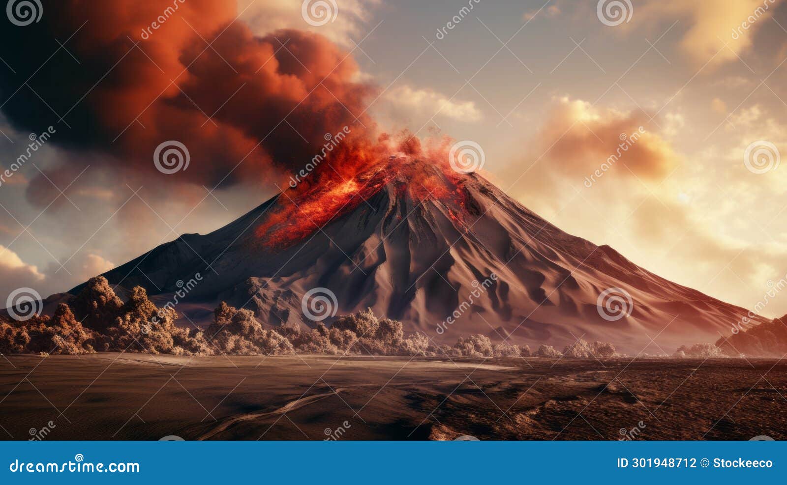 Vibrant Illustrations of Volcano Eruption with Photorealistic Detailing ...
