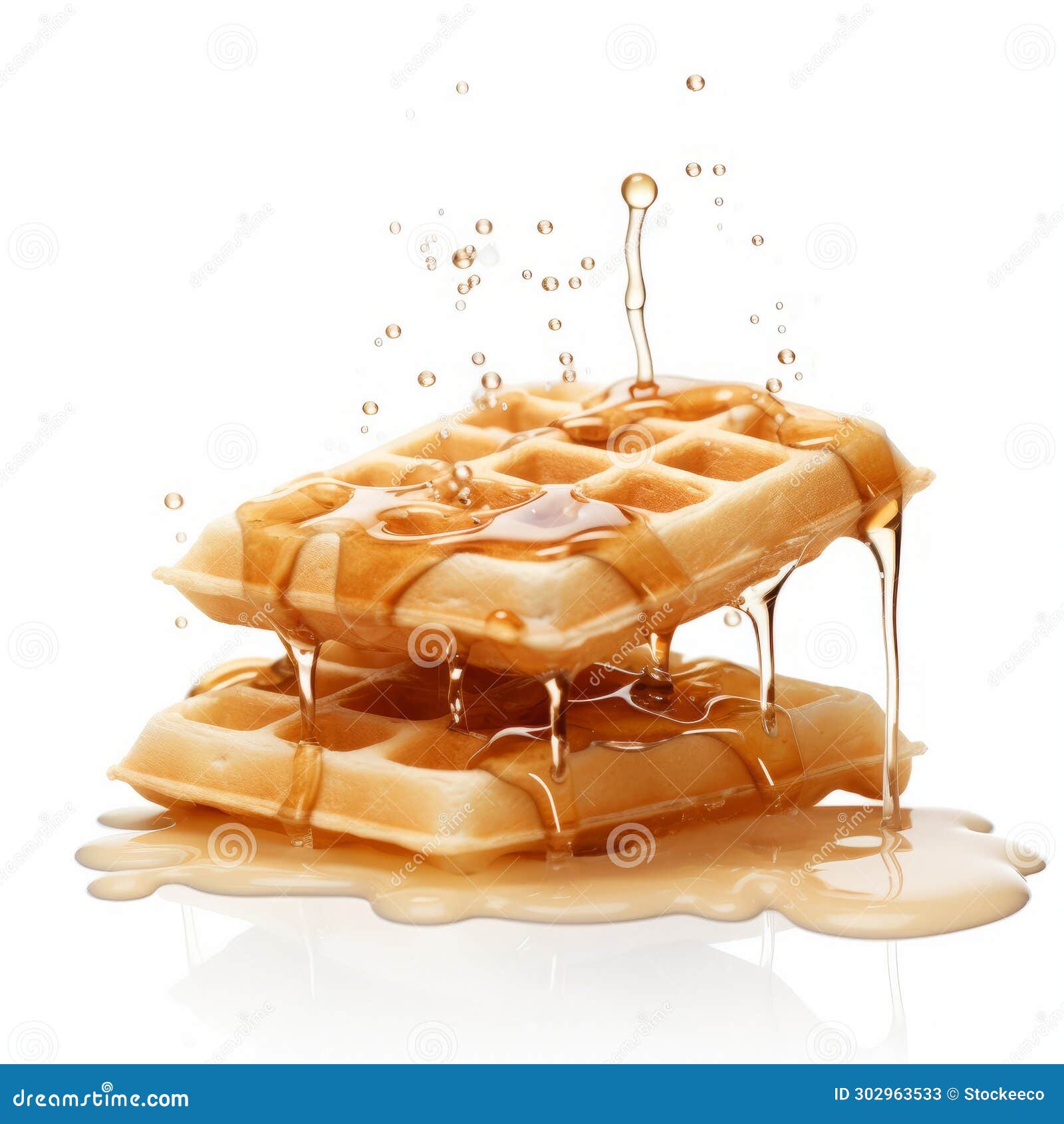 Realistic Hyper-detailed Waffle with Syrup Splash Stock Illustration ...
