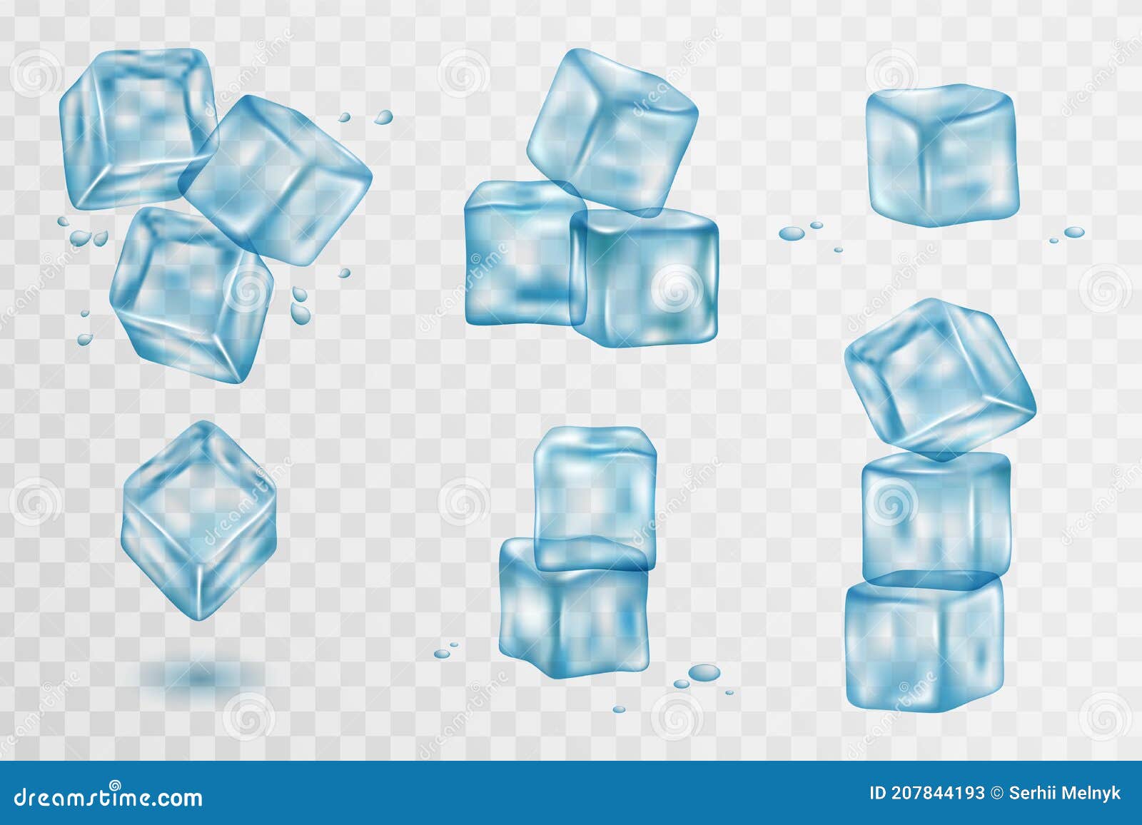 Realistic ice cubes stock illustration. Illustration of water - 207844193