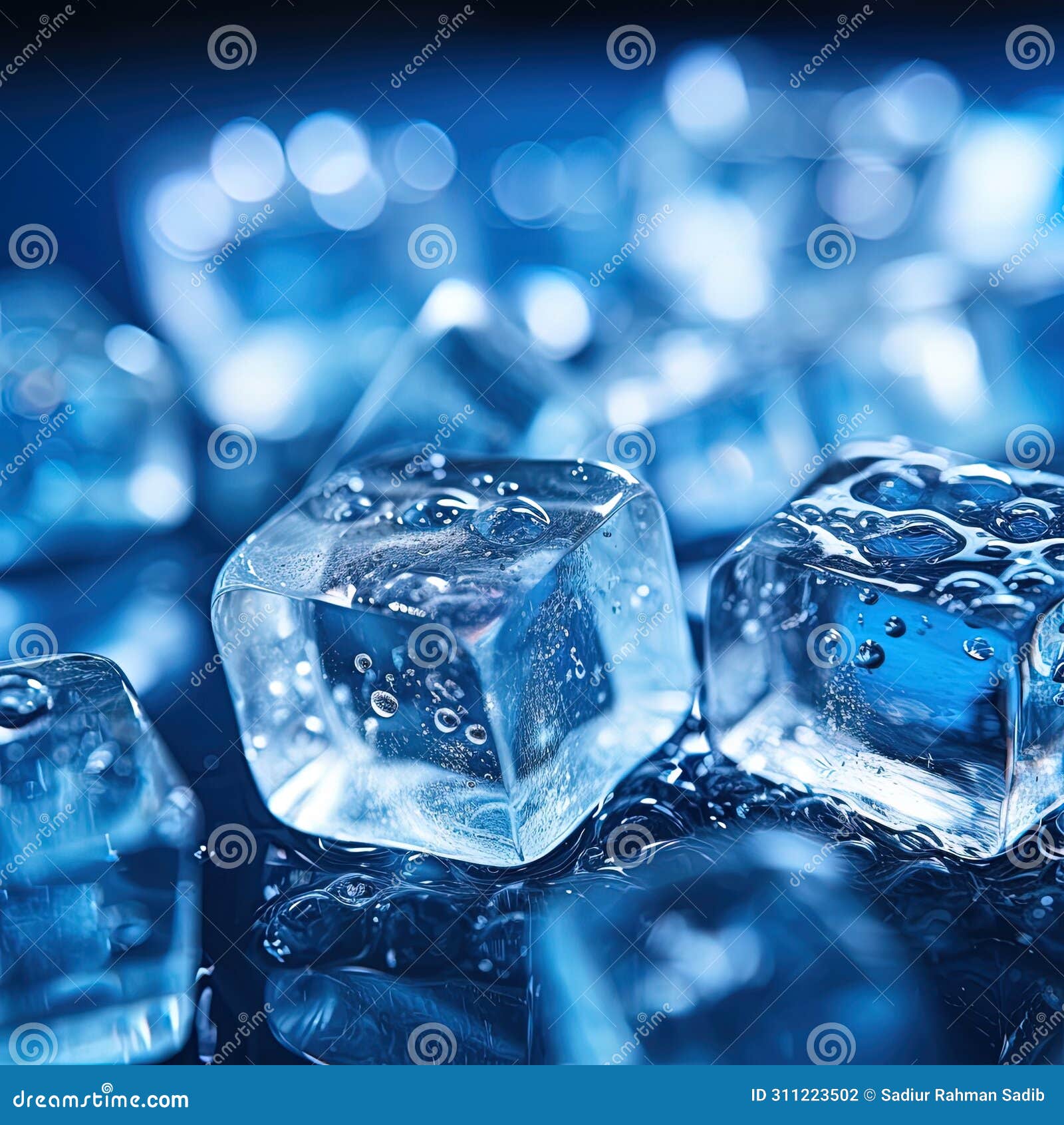 Realistic Ice Cubes and Water Drops. Stock Illustration - Illustration ...
