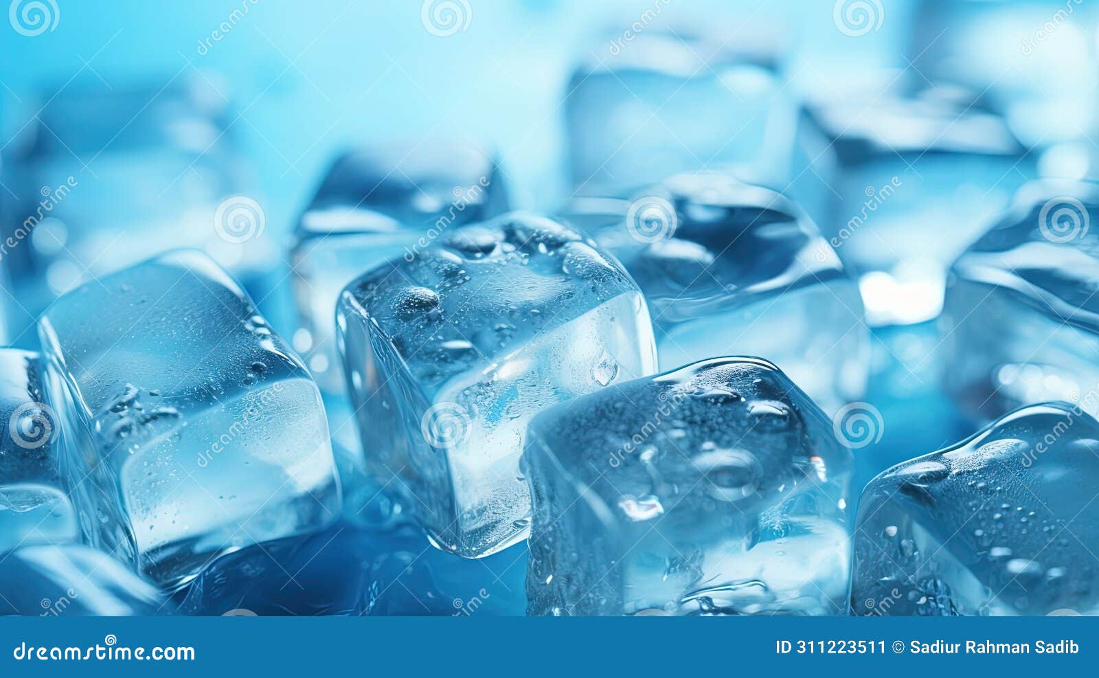 Realistic Ice Cubes and Water Drops. Stock Illustration - Illustration ...