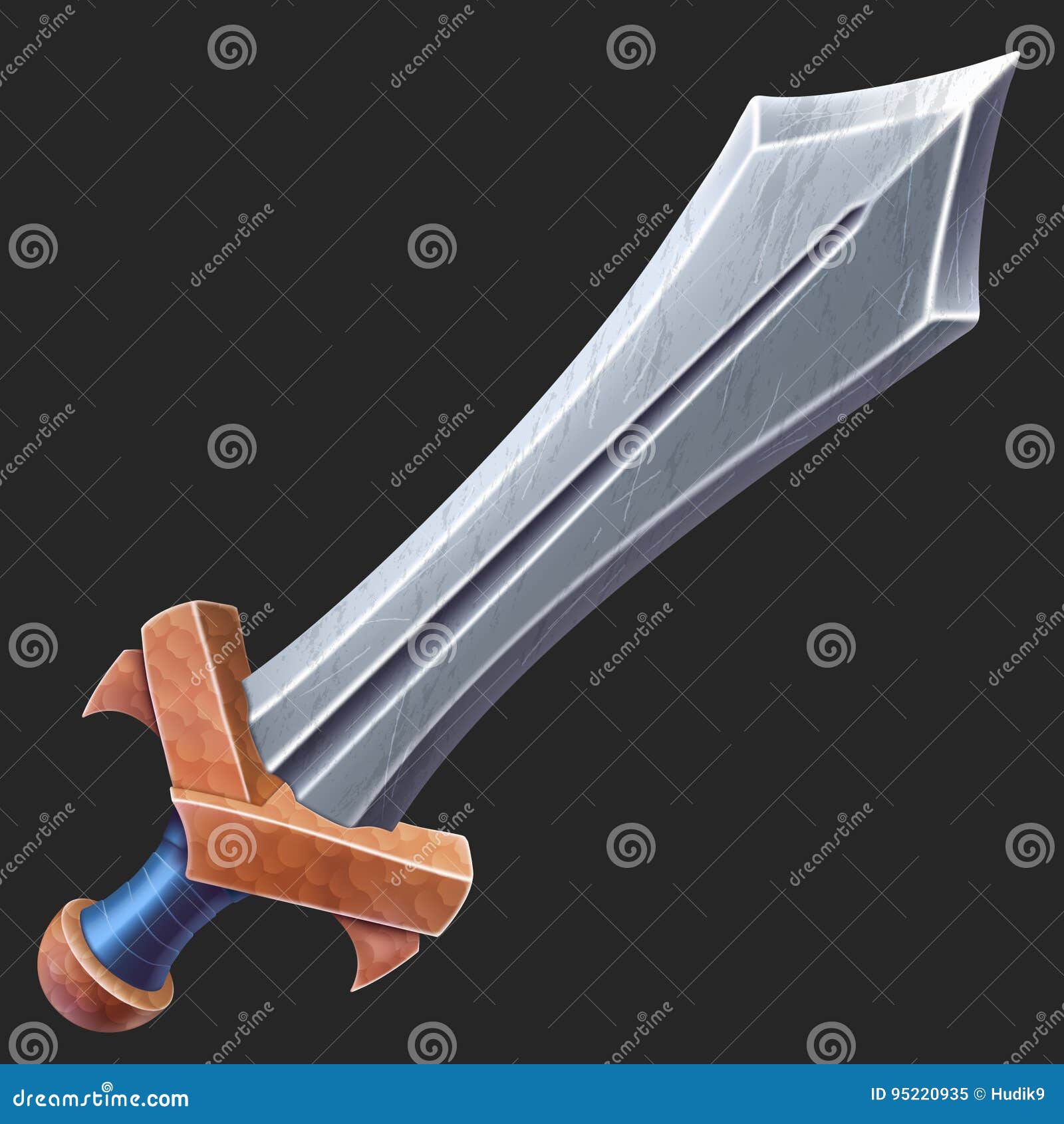 Realistic icon sword stock illustration. Illustration of steel - 95220935