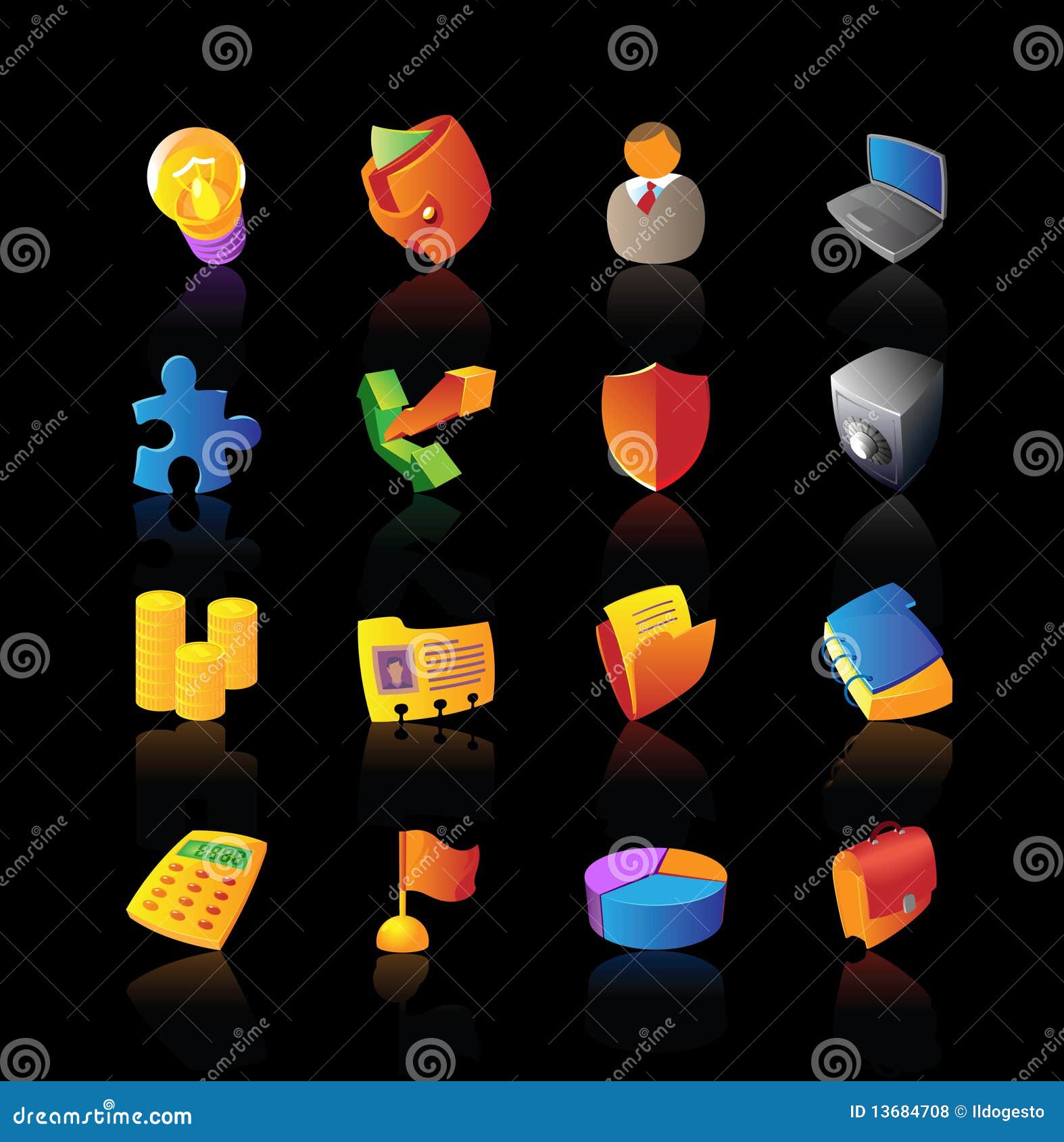 Realistic Icons Set for Business Stock Vector - Illustration of binder ...
