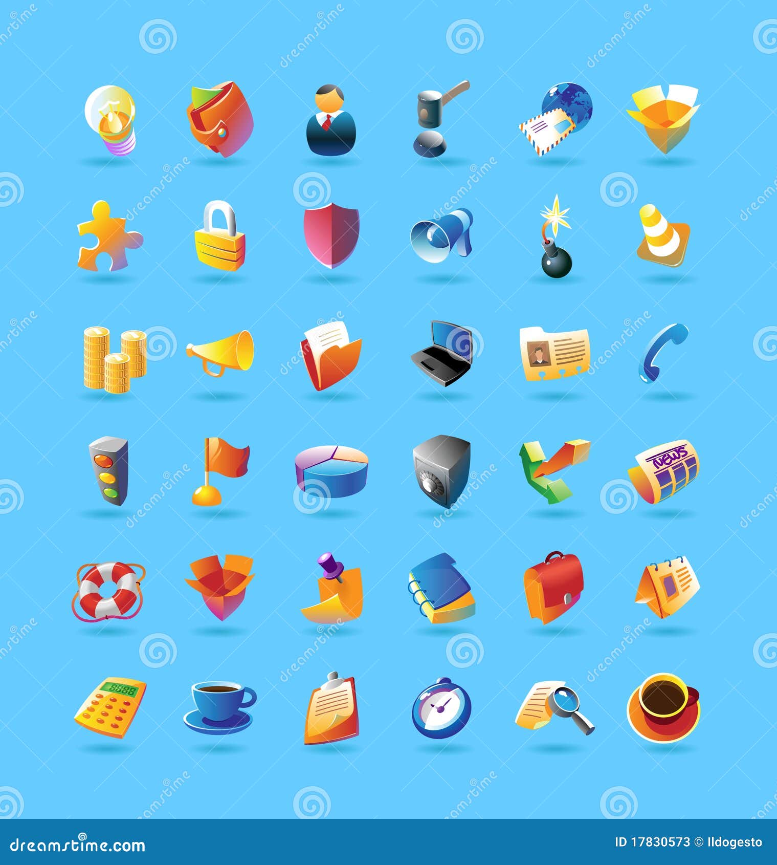 Realistic Icons Set for Business and Finance Stock Vector ...