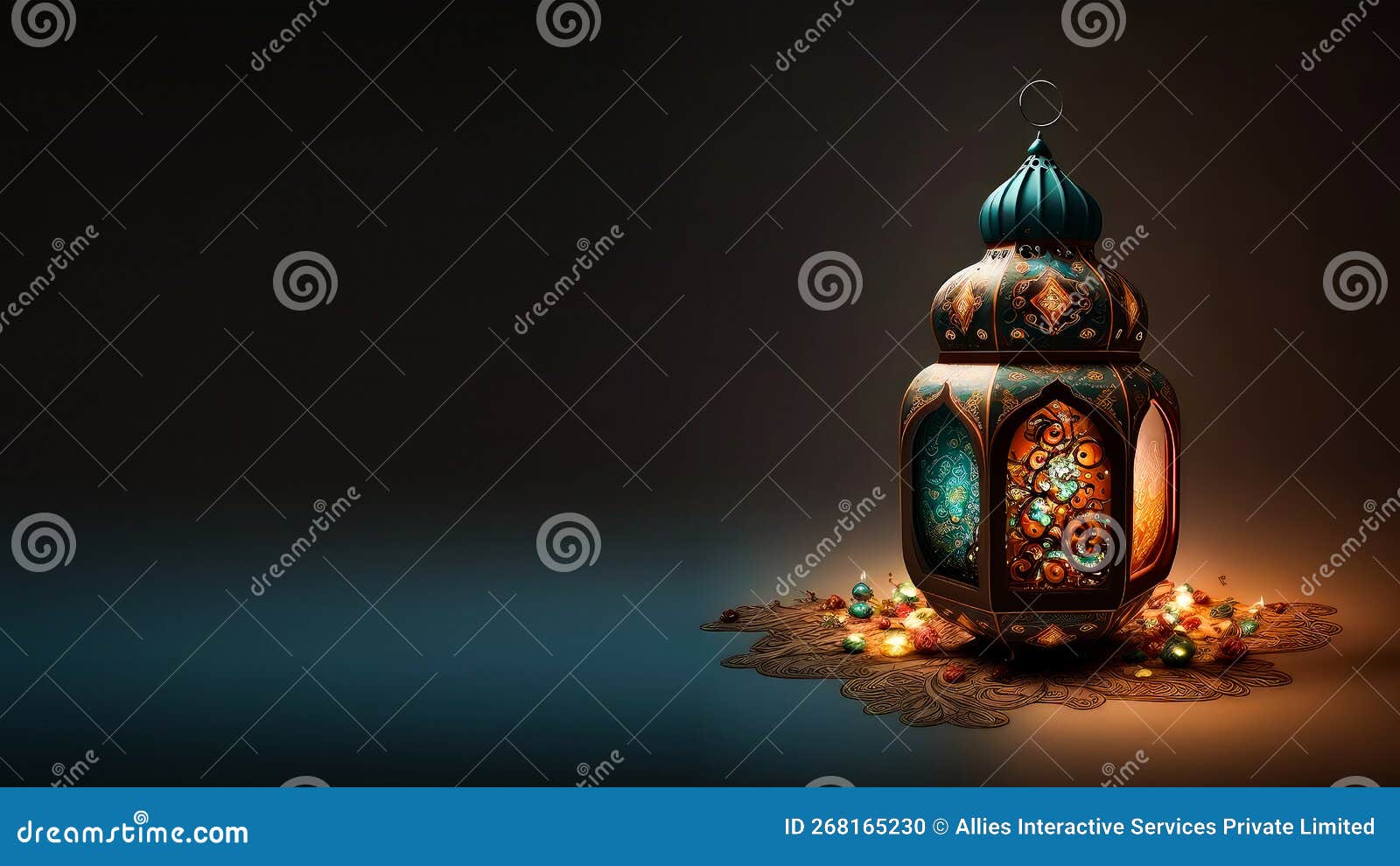 Realistic Illuminated Arabic Lantern on Islamic Pattern. Islamic ...
