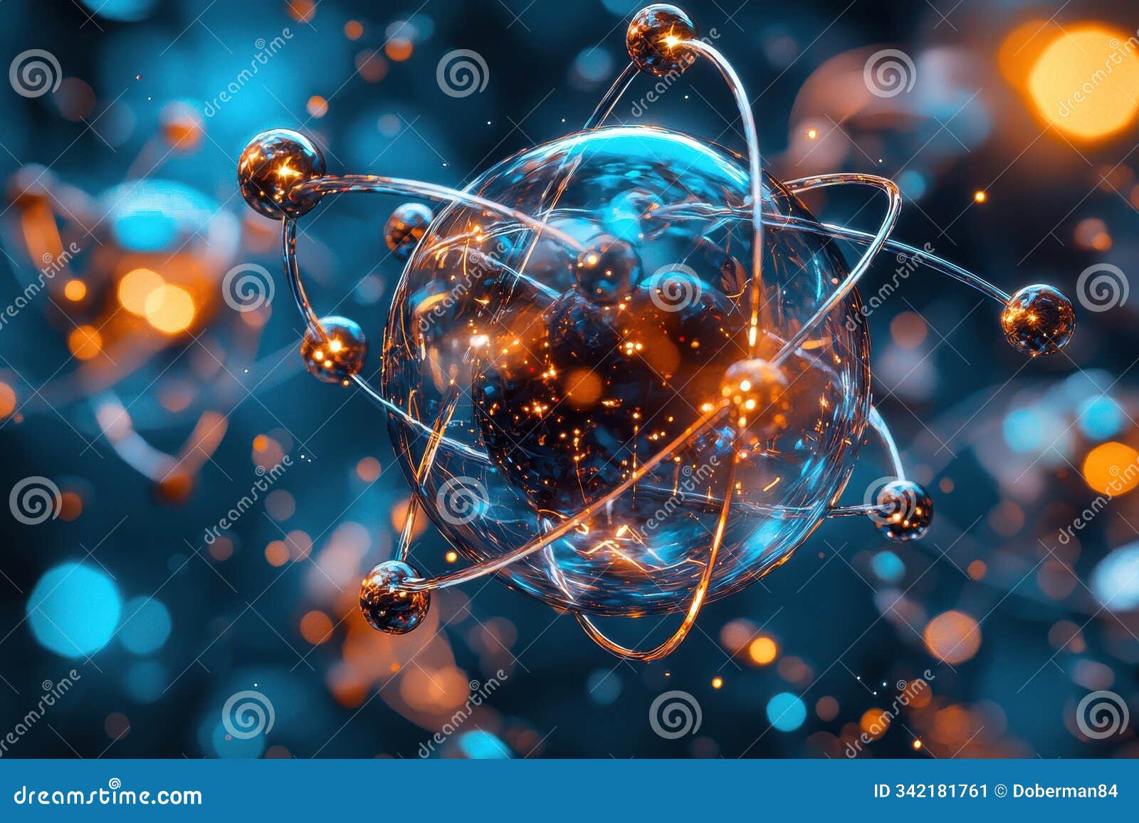 Intricate Depiction of an Atom Showcasing Protons and Electrons in a ...