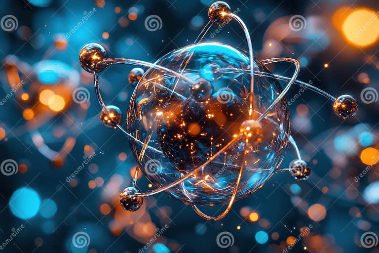 Intricate Depiction of an Atom Showcasing Protons and Electrons in a ...