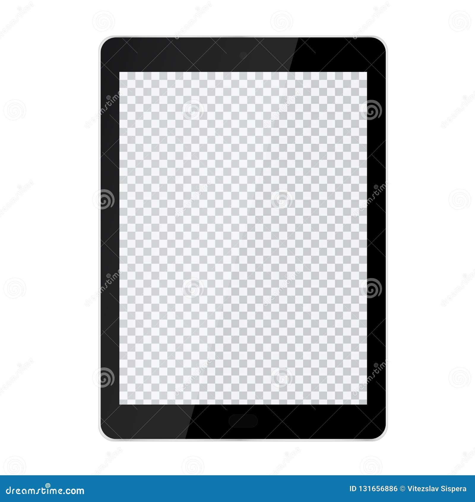 Realistic Illustration of Black Tablet with Transparent Touch Screen ...