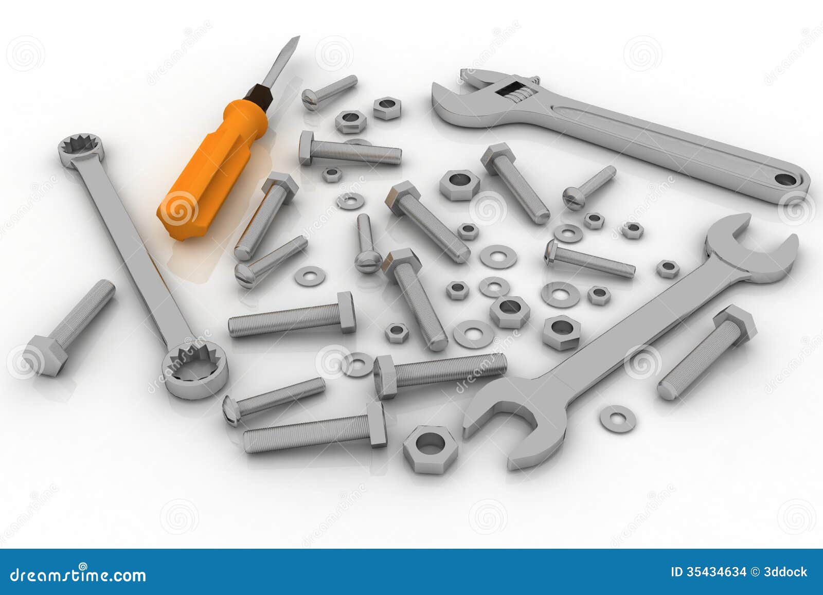 Realistic Illustration of Bolts, Nuts and Pucks of Different Shapes and ...