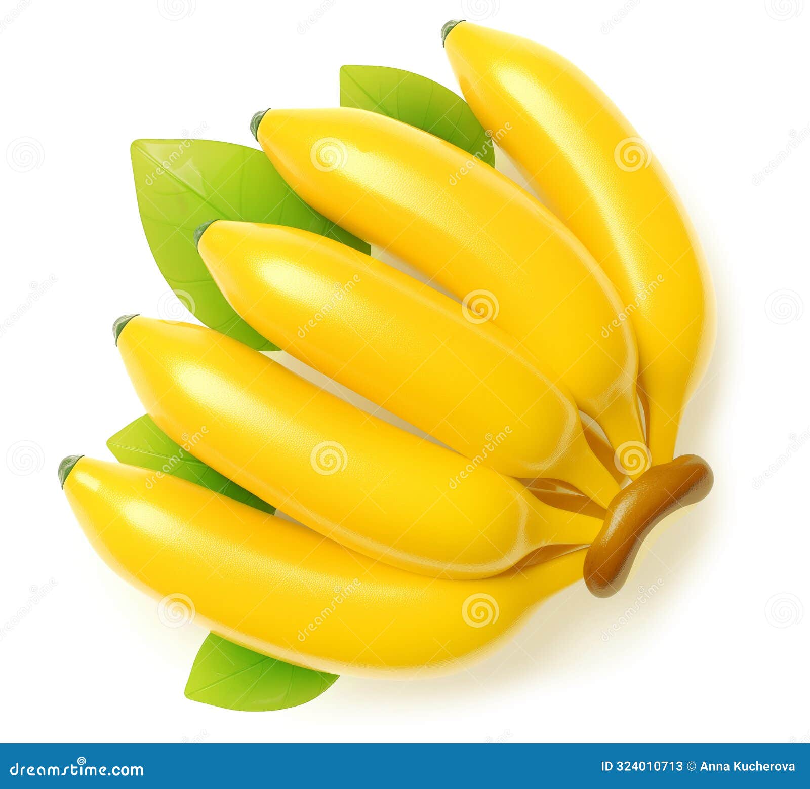 Realistic Illustration of a Bunch of Bananas Top View, Isolated on a ...
