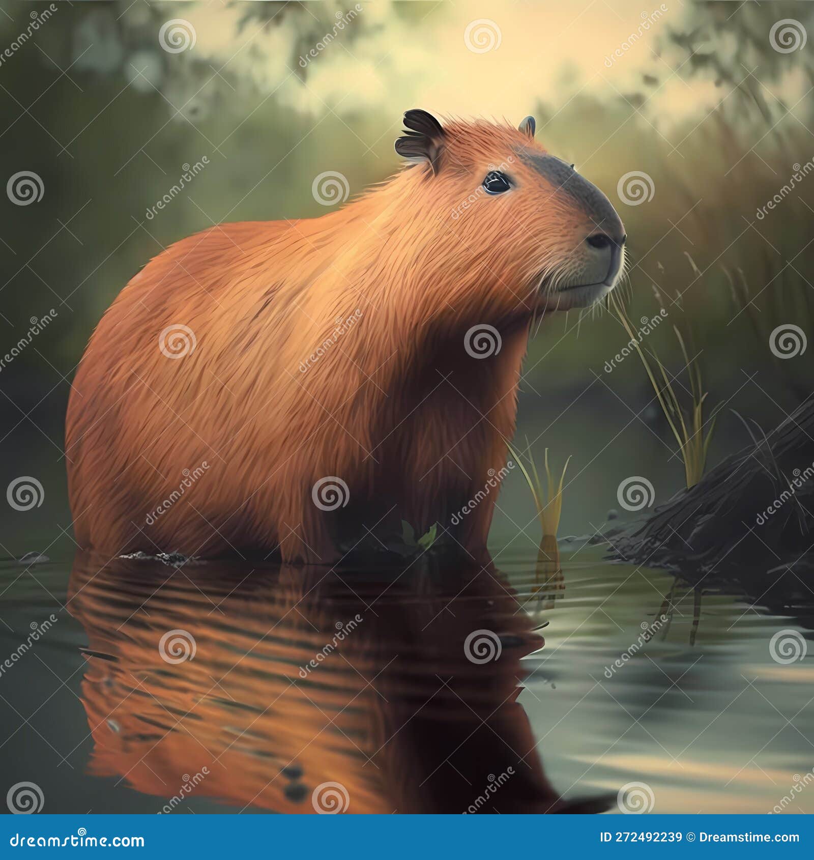 Realistic Illustration of Capybara. Generative AI Stock Illustration ...