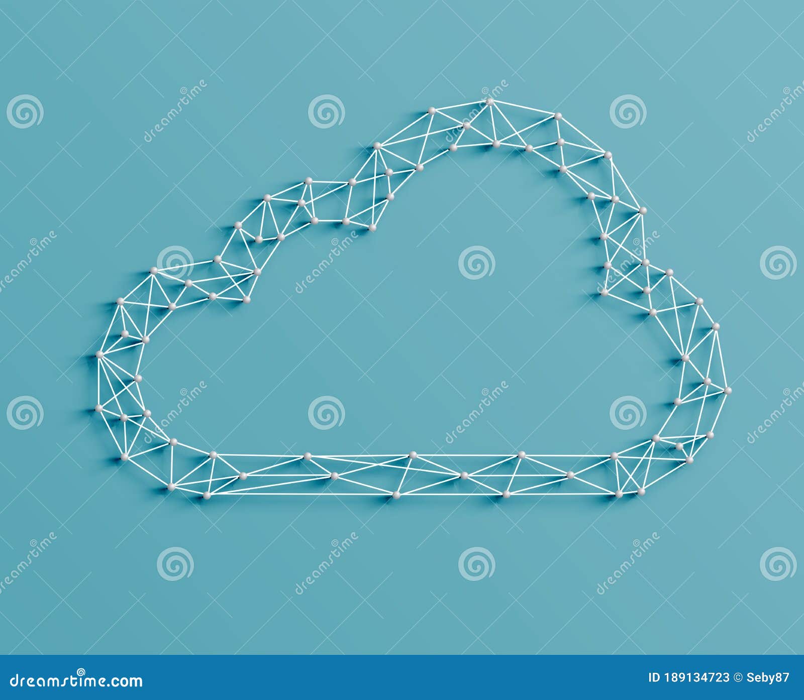 Realistic Illustration of a Cloud Icon Made by Pins and Strings, Vector ...
