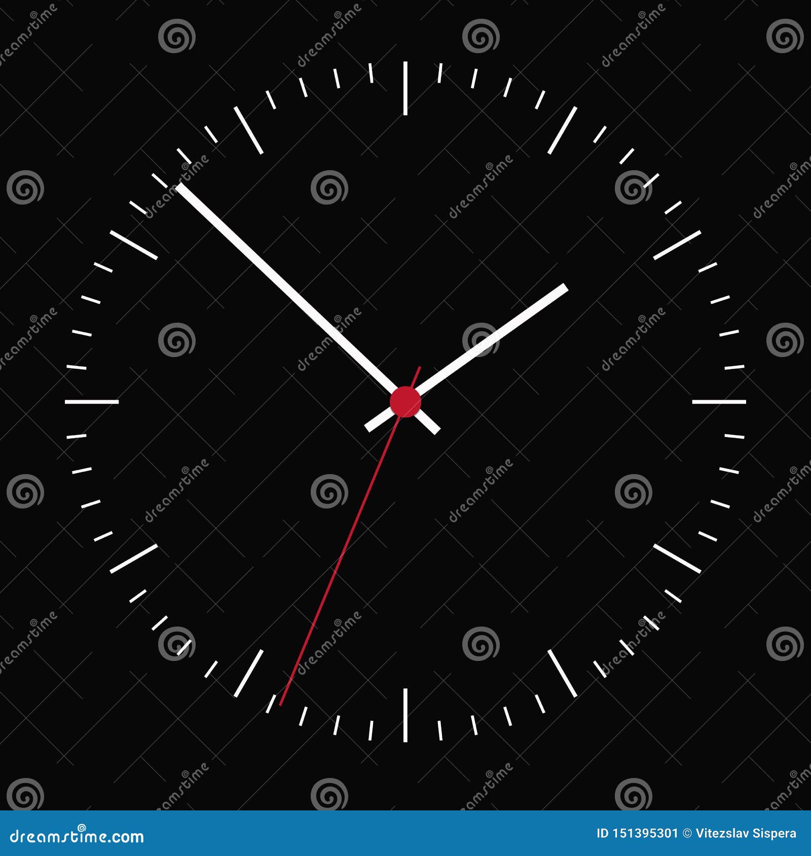 Realistic Illustration of a Dark Clock Face and a Red Center. Isolated ...