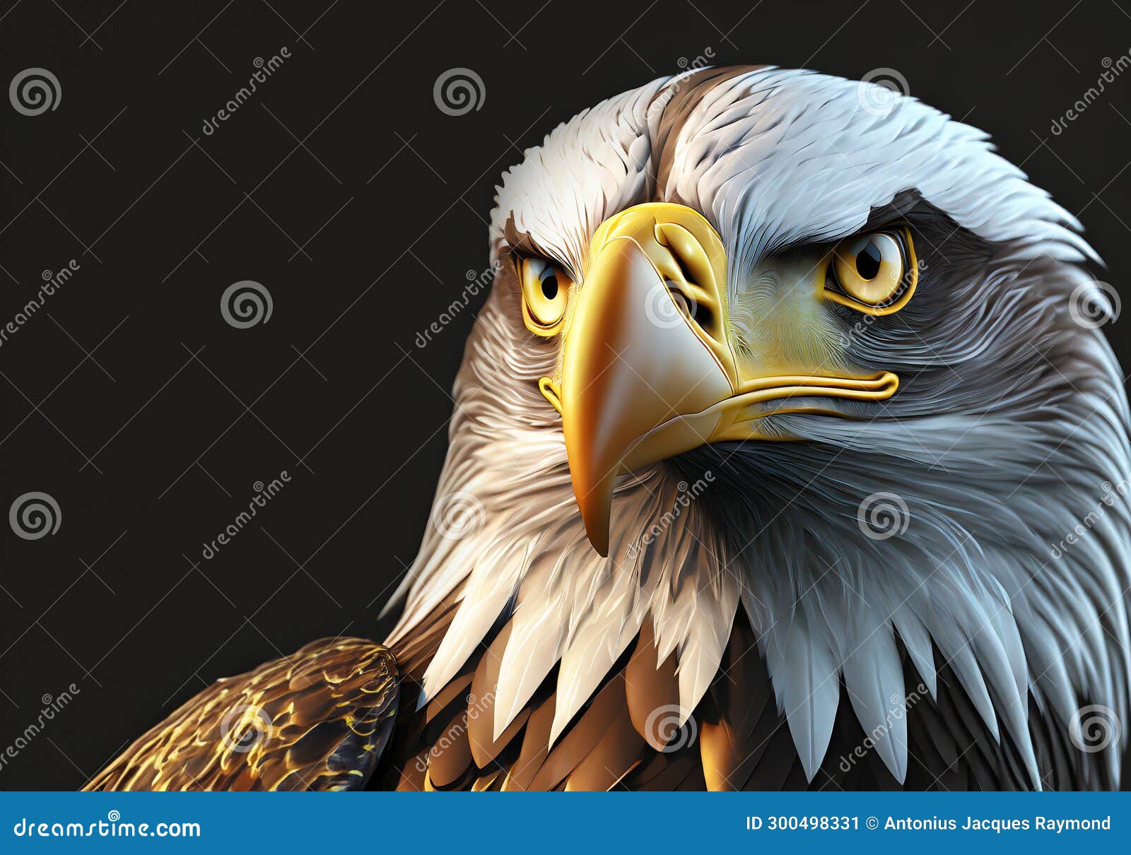 Realistic Illustration of Eagle Face Isolated on Black Background Stock ...