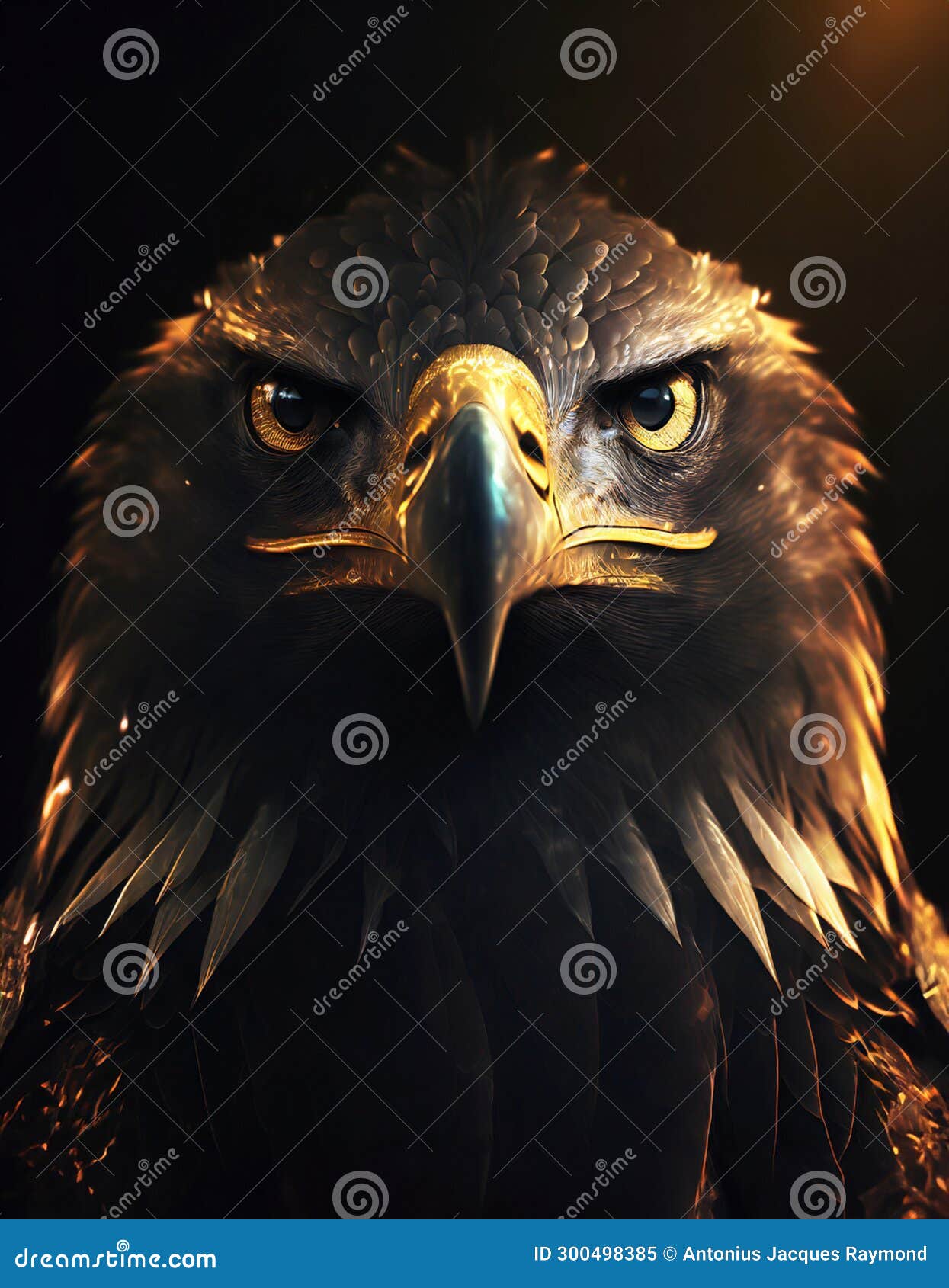 Realistic Illustration of Eagle Face Isolated on Black Background Stock ...