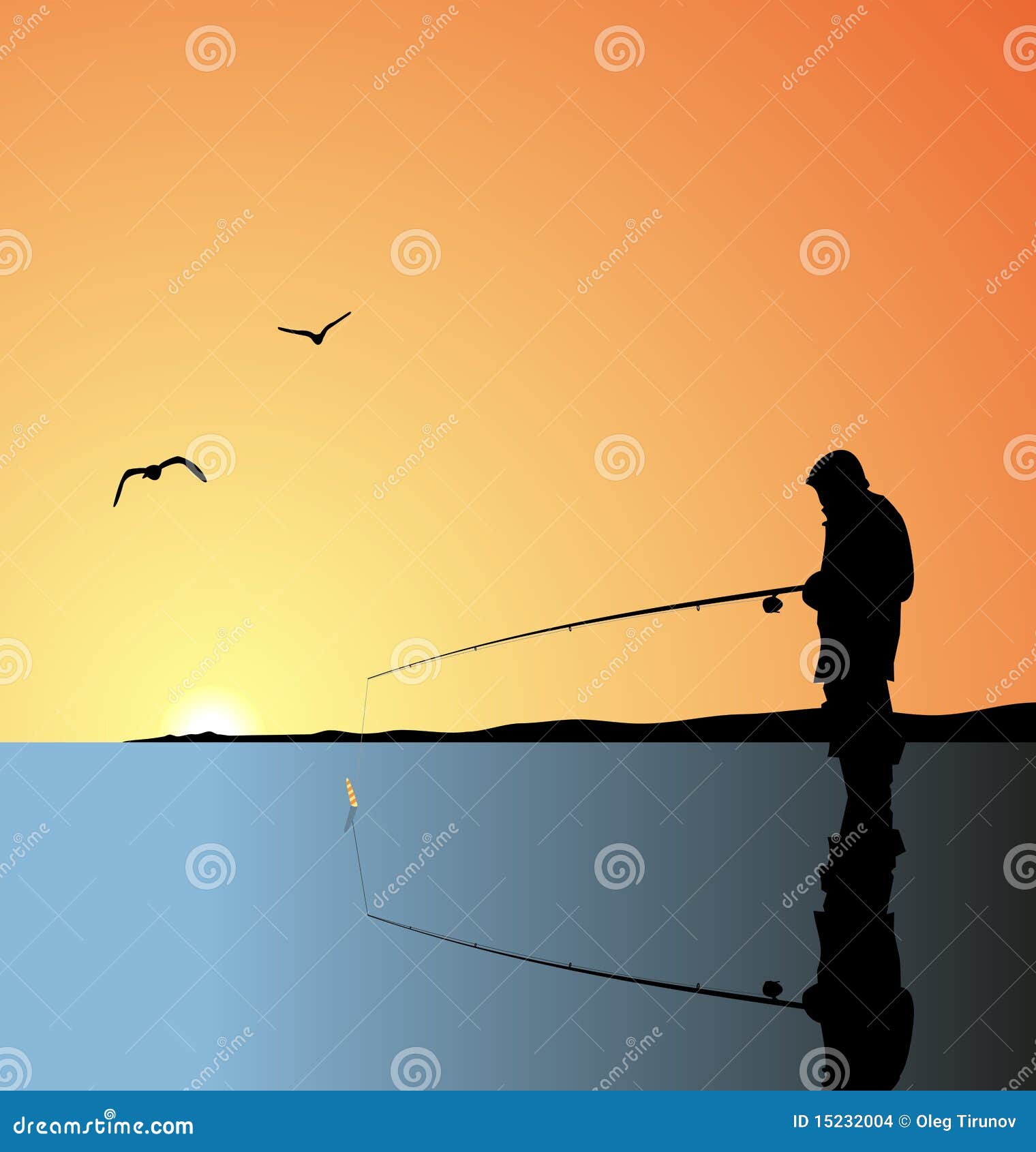 Realistic Illustration Fishing on Lake Stock Vector - Illustration of ...