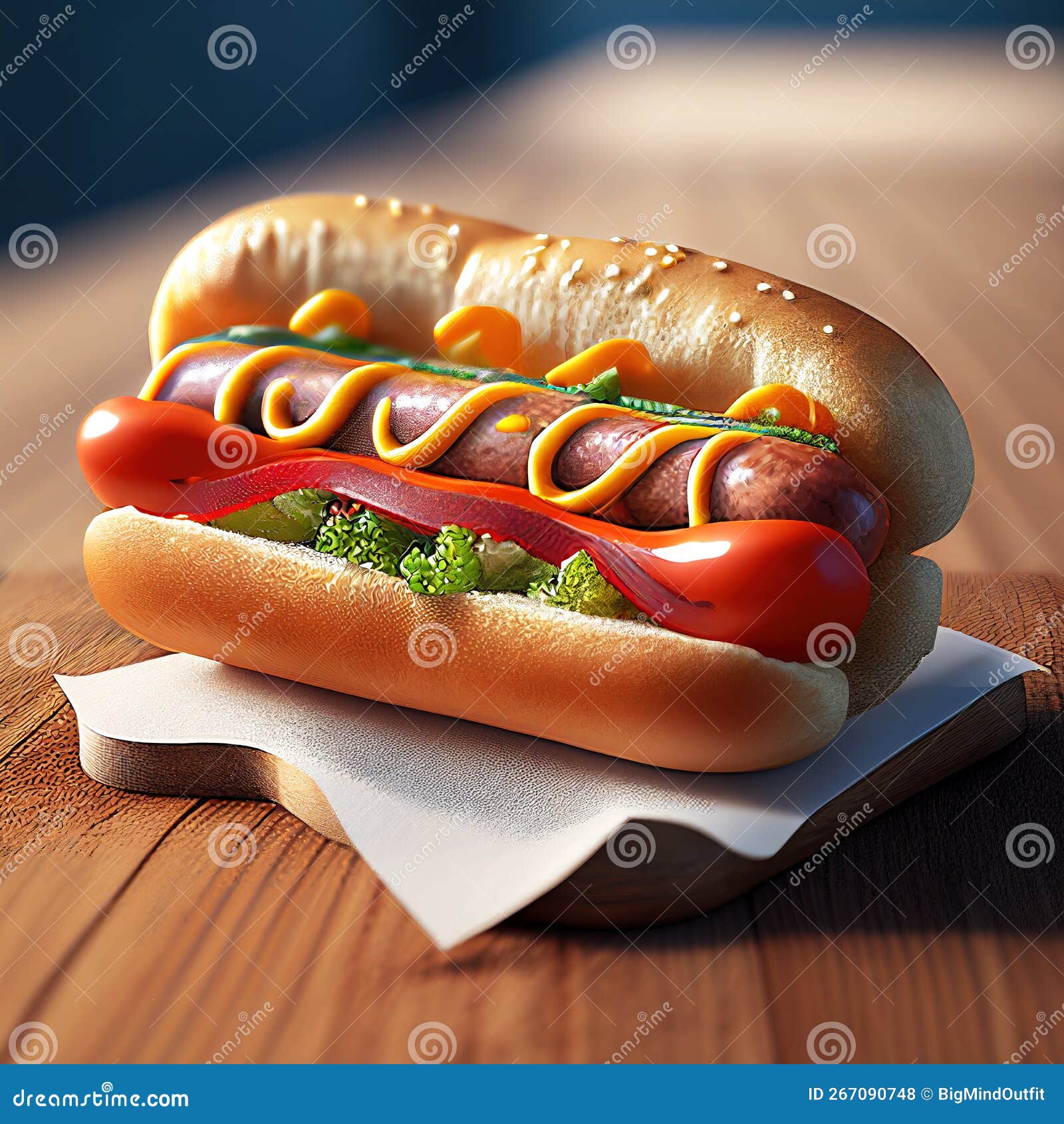 Realistic Hotdog Generative AI Illustration Stock Illustration ...