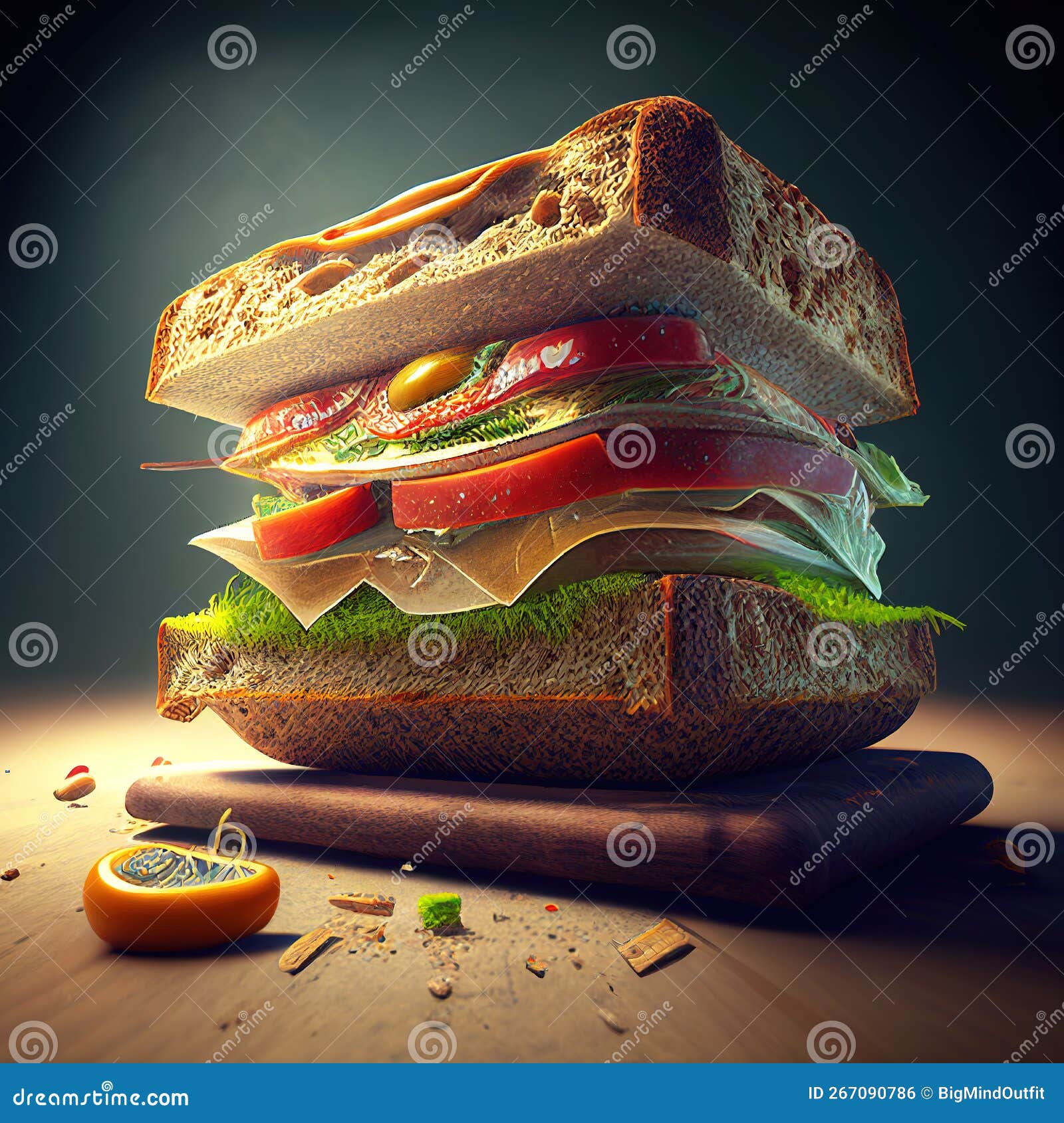 Realistic Sandwitch Generative AI Illustration Stock Illustration ...