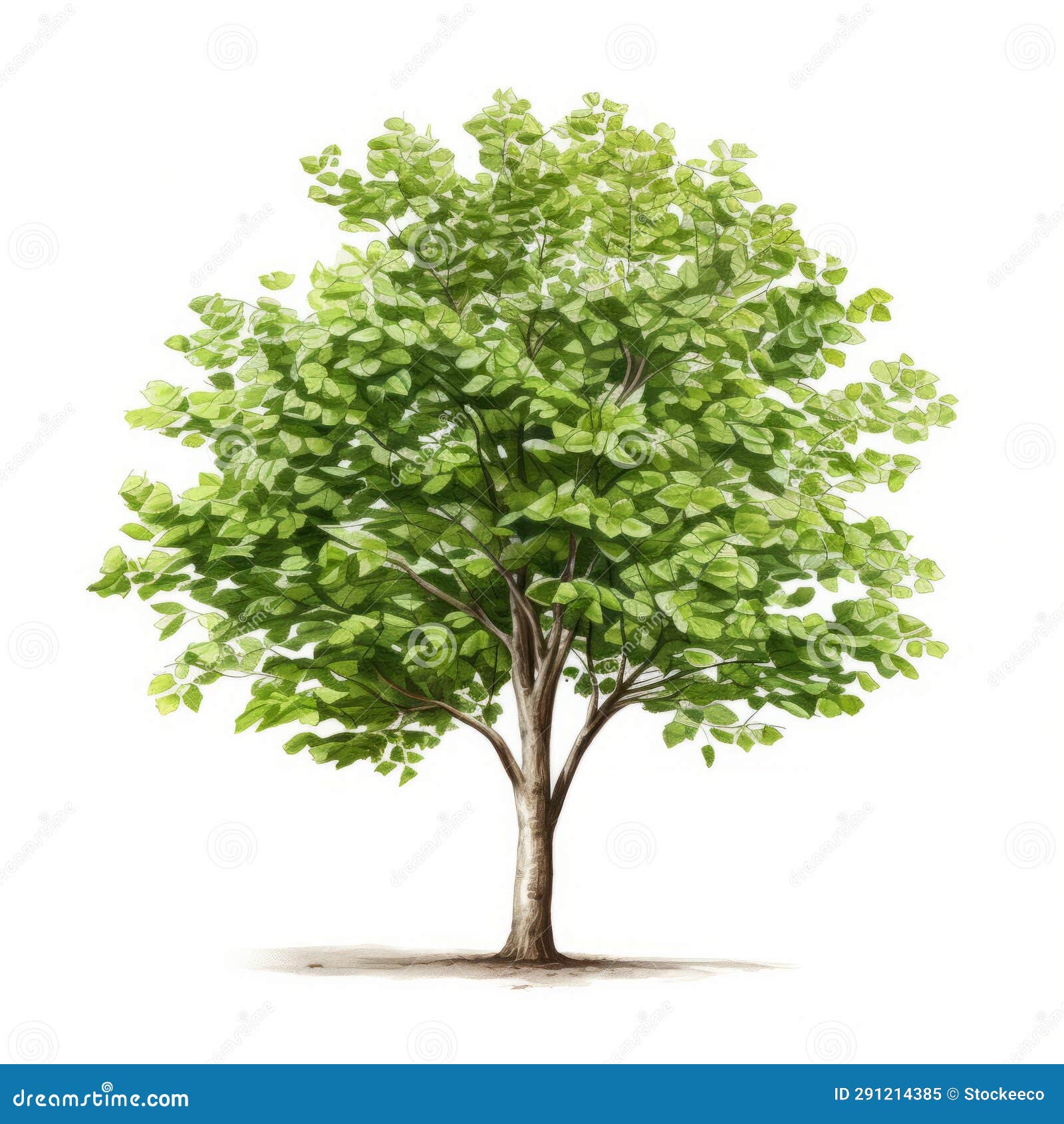 Realistic Illustration of a Green Beech Tree on White Background Stock ...