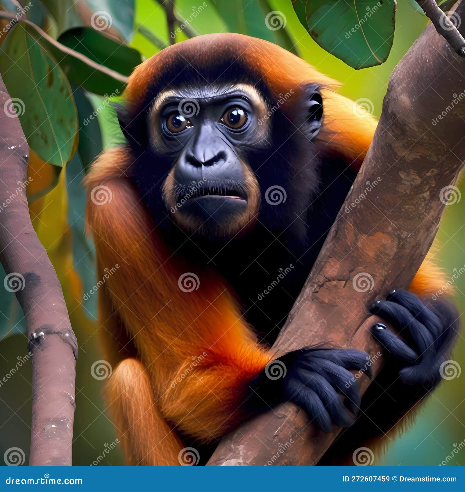 Realistic Illustration of Howler Monkey. Generative AI Stock ...