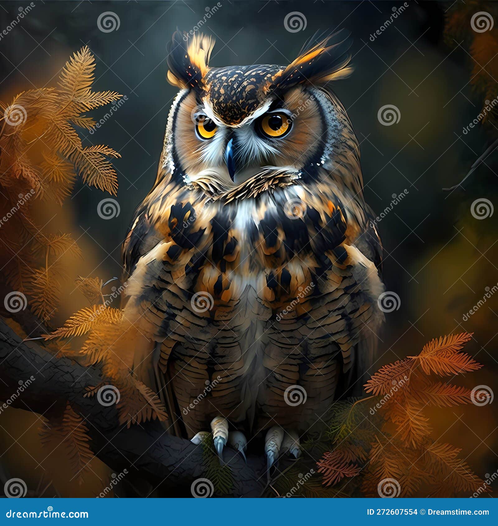 Realistic Illustration of Owl. Generative AI Stock Illustration ...