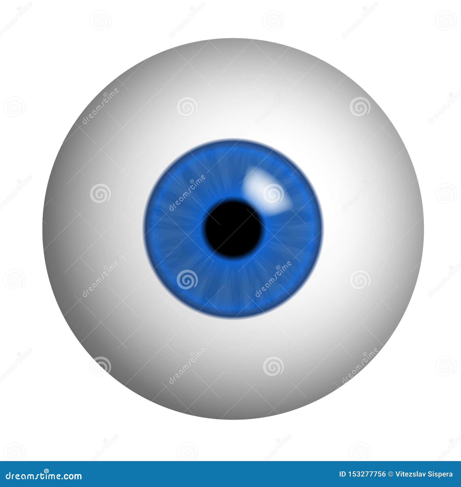 Realistic Illustration Of Human Eye With Blue Iris, Pupil And ...