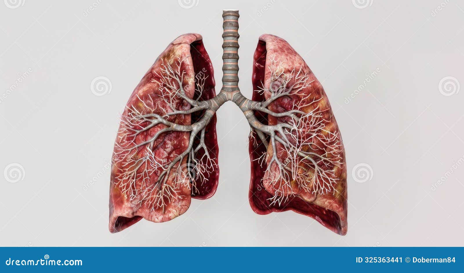 Realistic Illustration Of Human Lungs With Trachea And Bronchial Tree In Detail Stock Image
