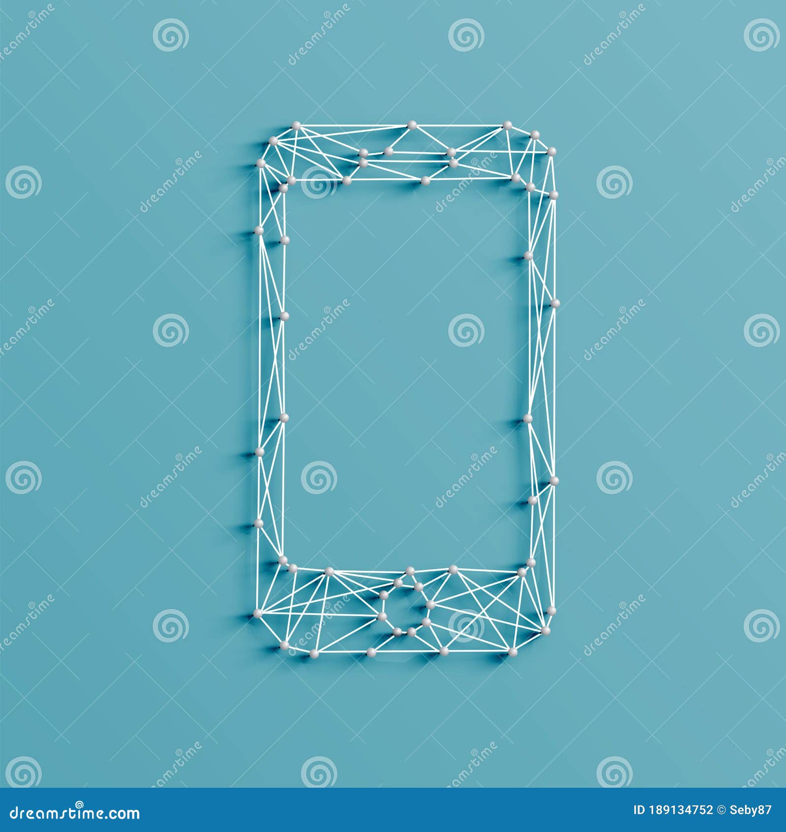 Realistic Illustration of a Mobile Phone Icon Made by Pins and Strings ...