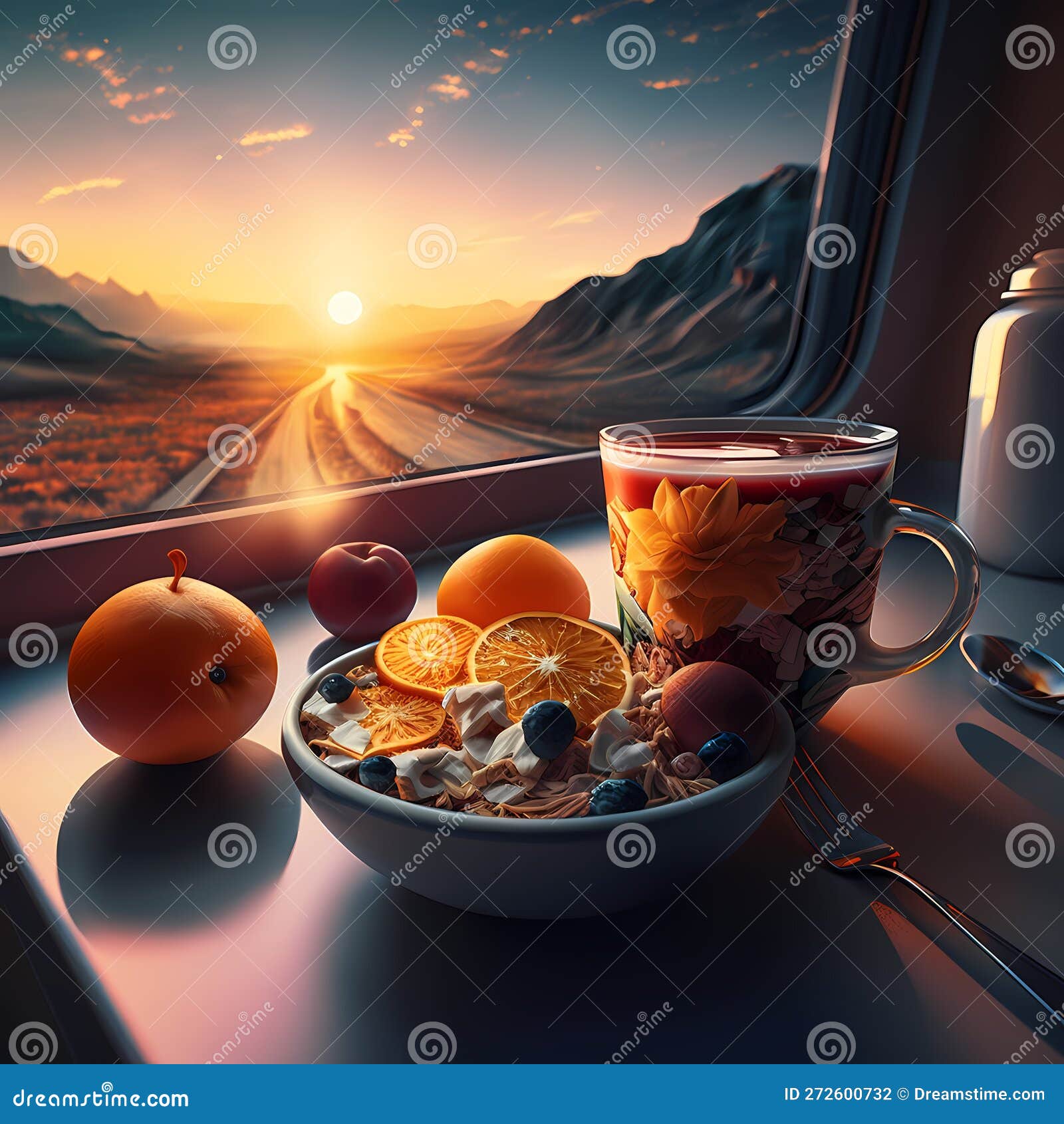 Morning View from Car Window. Generative AI Stock Illustration ...